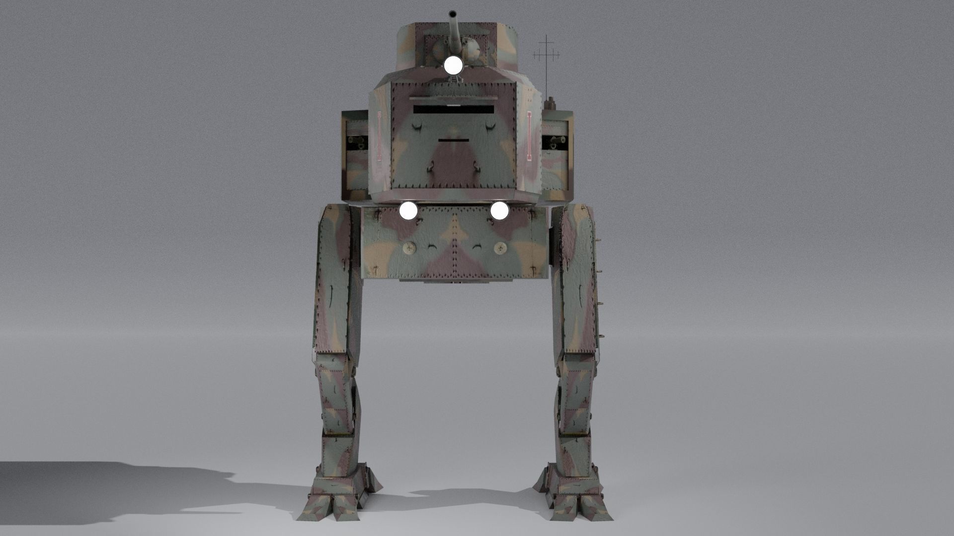 3D model Panzer Mech Walker with RIG and LOWPOLY Forest Camo VR / AR ...