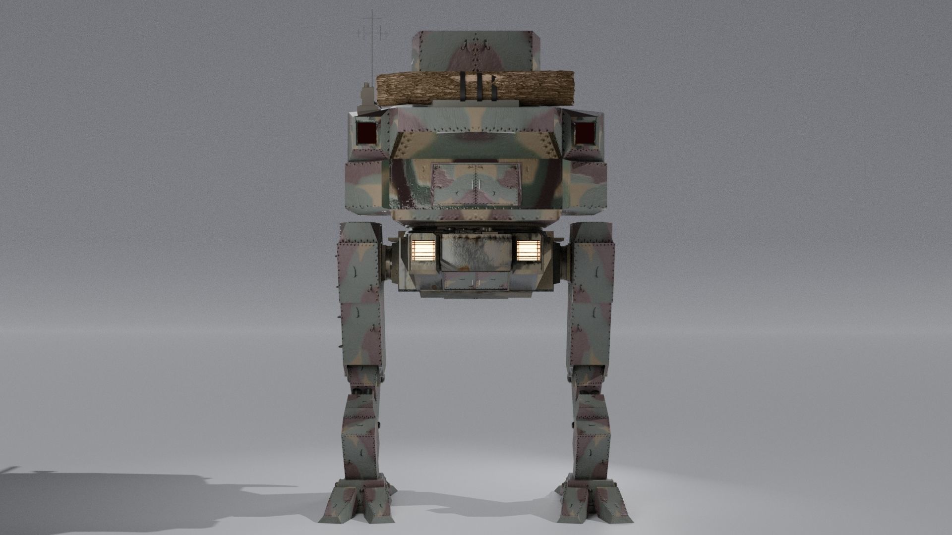 3D model Panzer Mech Walker with RIG and LOWPOLY Forest Camo VR / AR ...