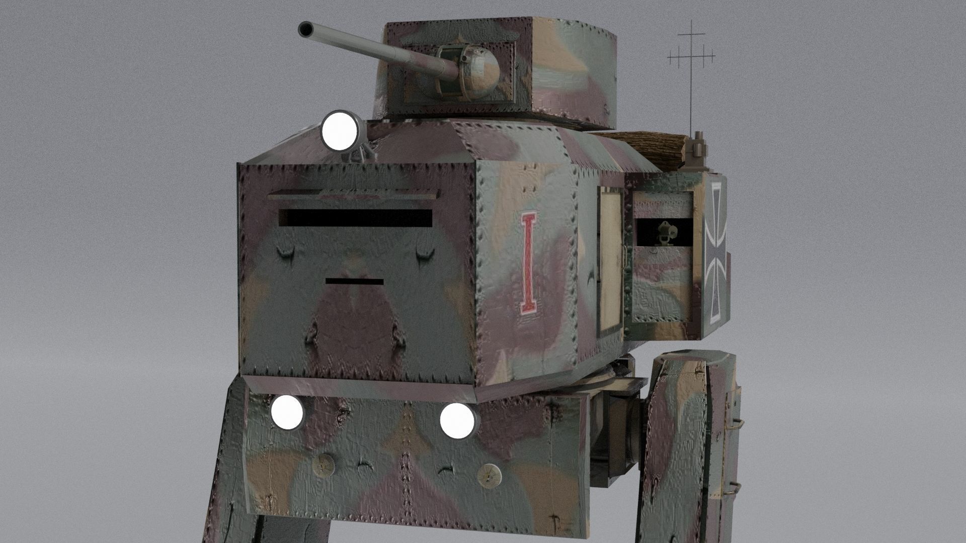 3D model Panzer Mech Walker with RIG and LOWPOLY Forest Camo VR / AR ...