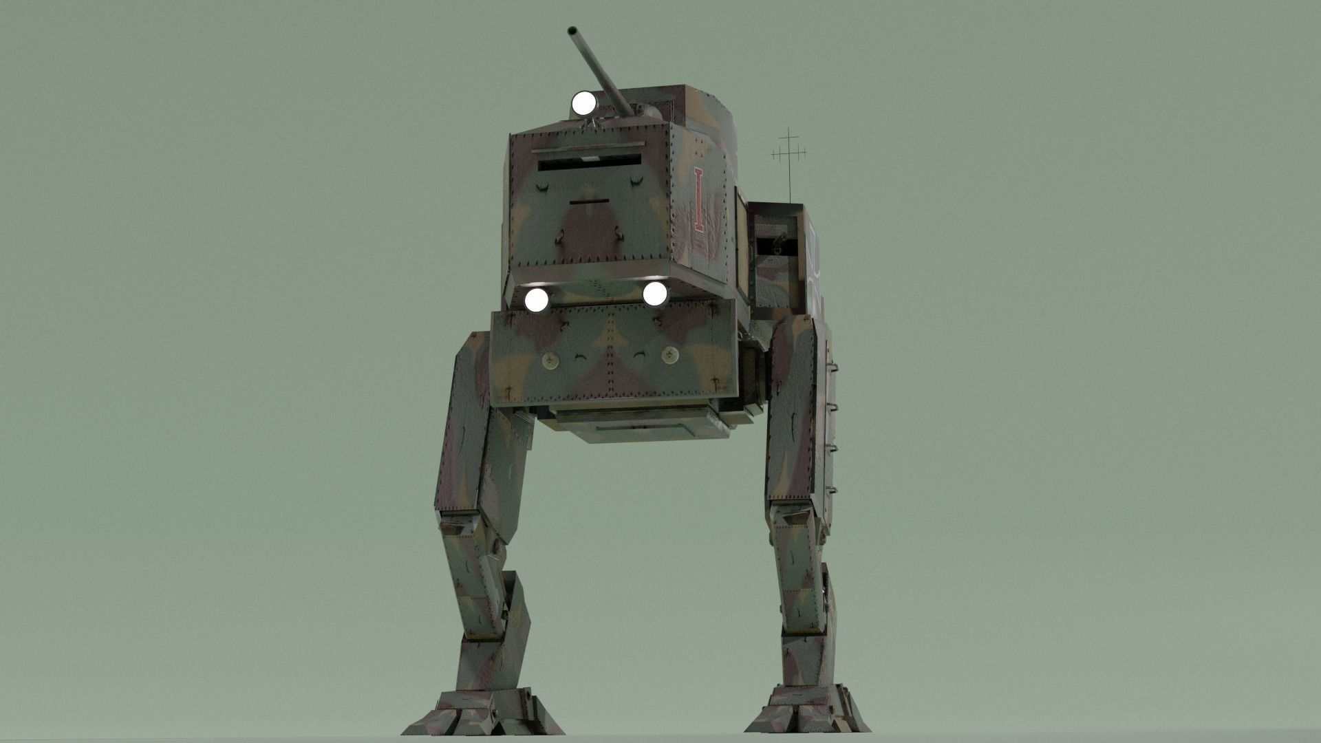 3D model Panzer Mech Walker with RIG and LOWPOLY Forest Camo VR / AR ...