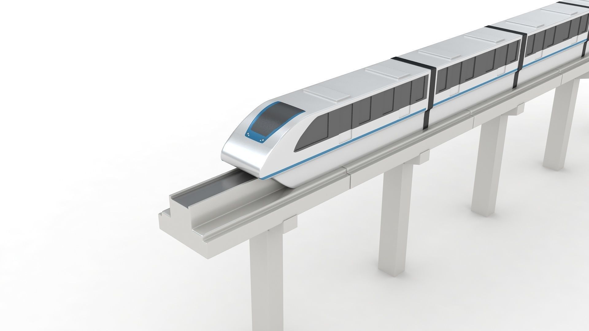 Monorail futuristic high-speed train 3D model | CGTrader