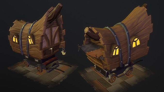 3D model Stylized wagon VR / AR / low-poly | CGTrader
