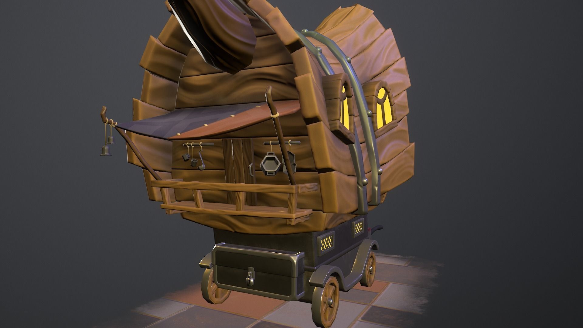 3D model Stylized wagon VR / AR / low-poly | CGTrader