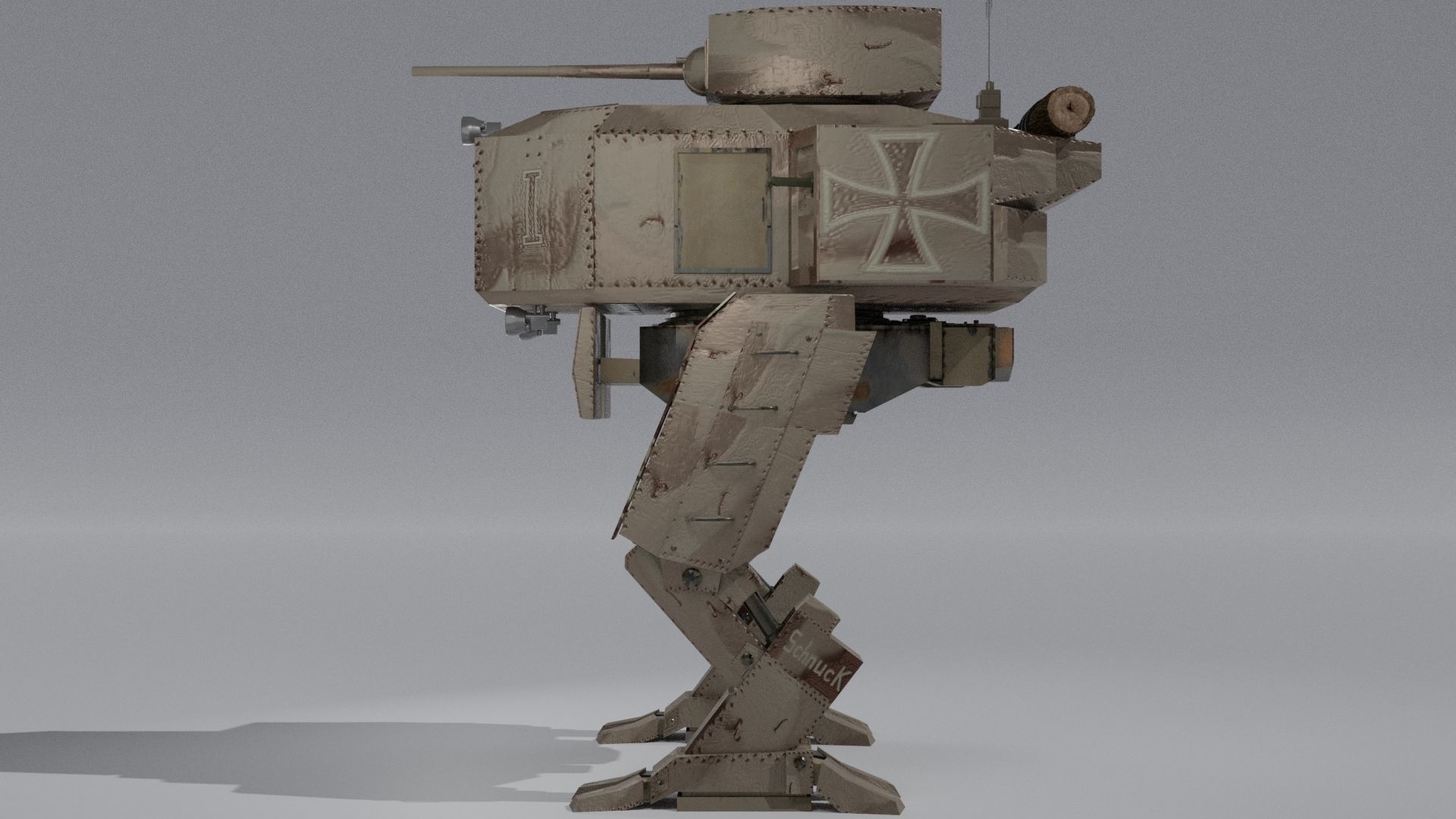3D model Panzer Mech Walker with RIG and LOWPOLY Desert Camo VR / AR ...