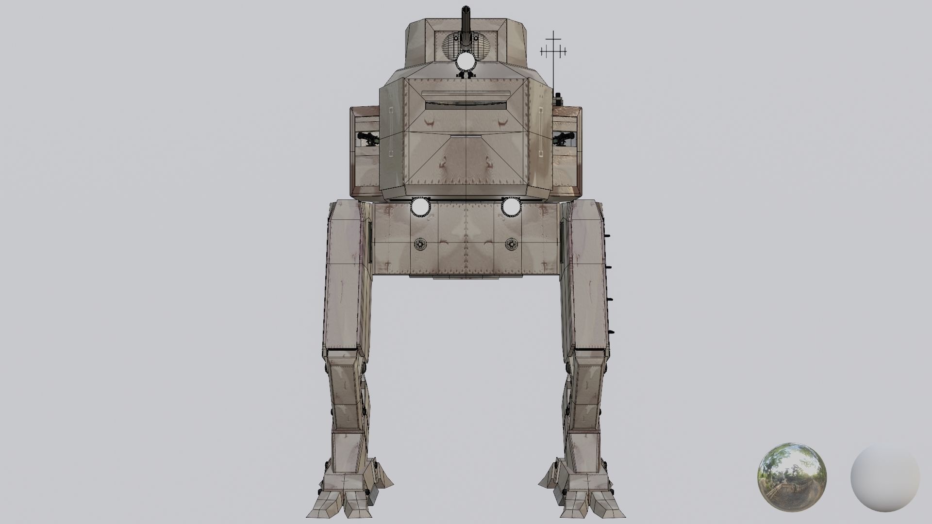 3D model Panzer Mech Walker with RIG and LOWPOLY Desert Camo VR / AR ...