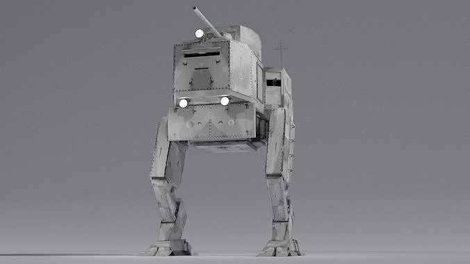 3D model Panzer Mech Walker with RIG and LOWPOLY Winter Camo VR / AR ...