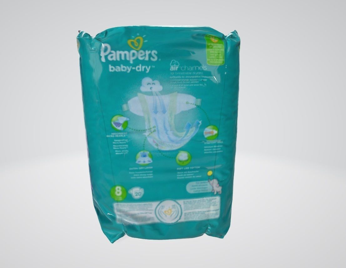 Pampers 8 package of baby diapers 3D model | CGTrader