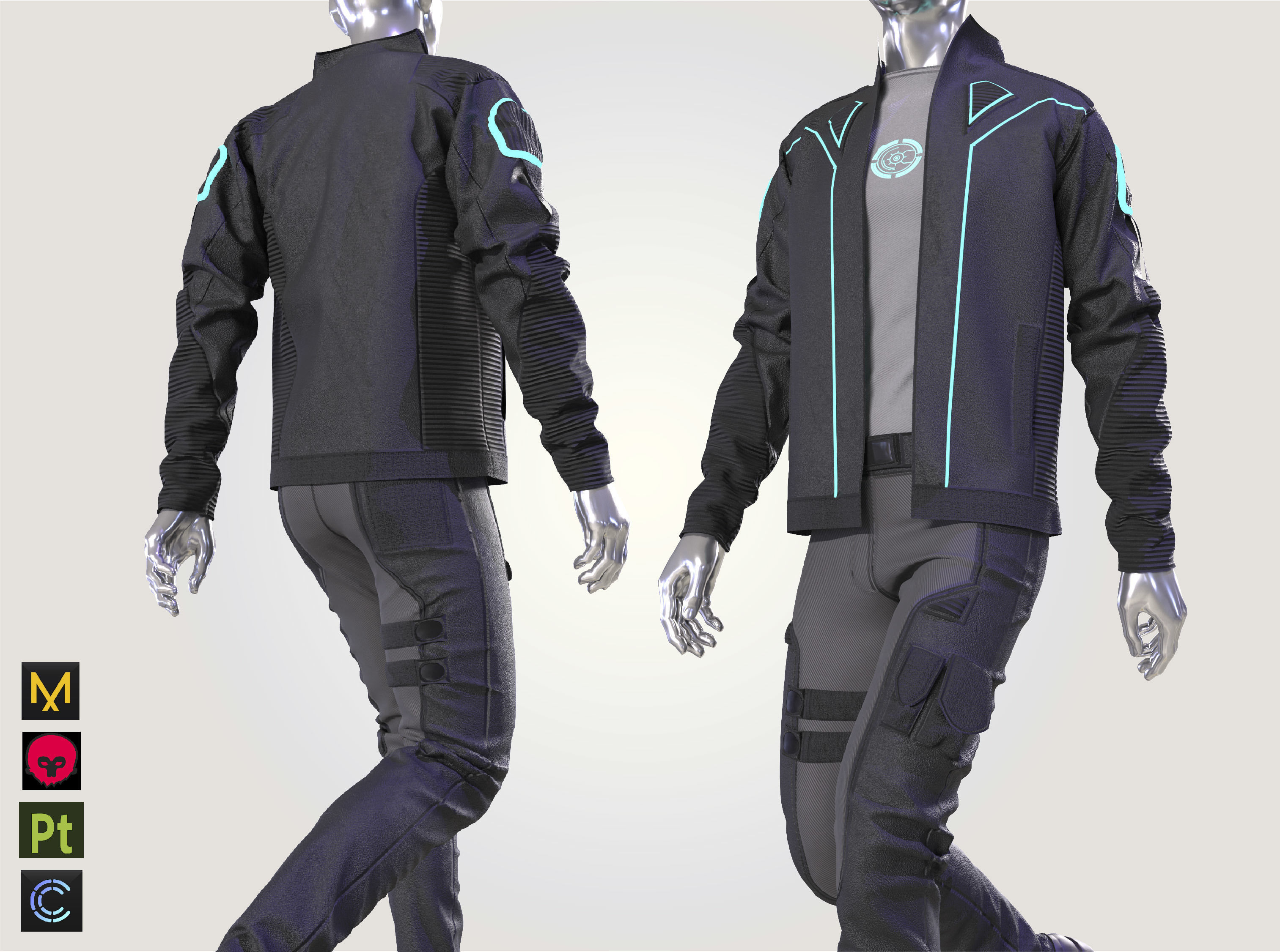 Scifi futuristic male outfit scifi jacket shirt pants 3D model | CGTrader