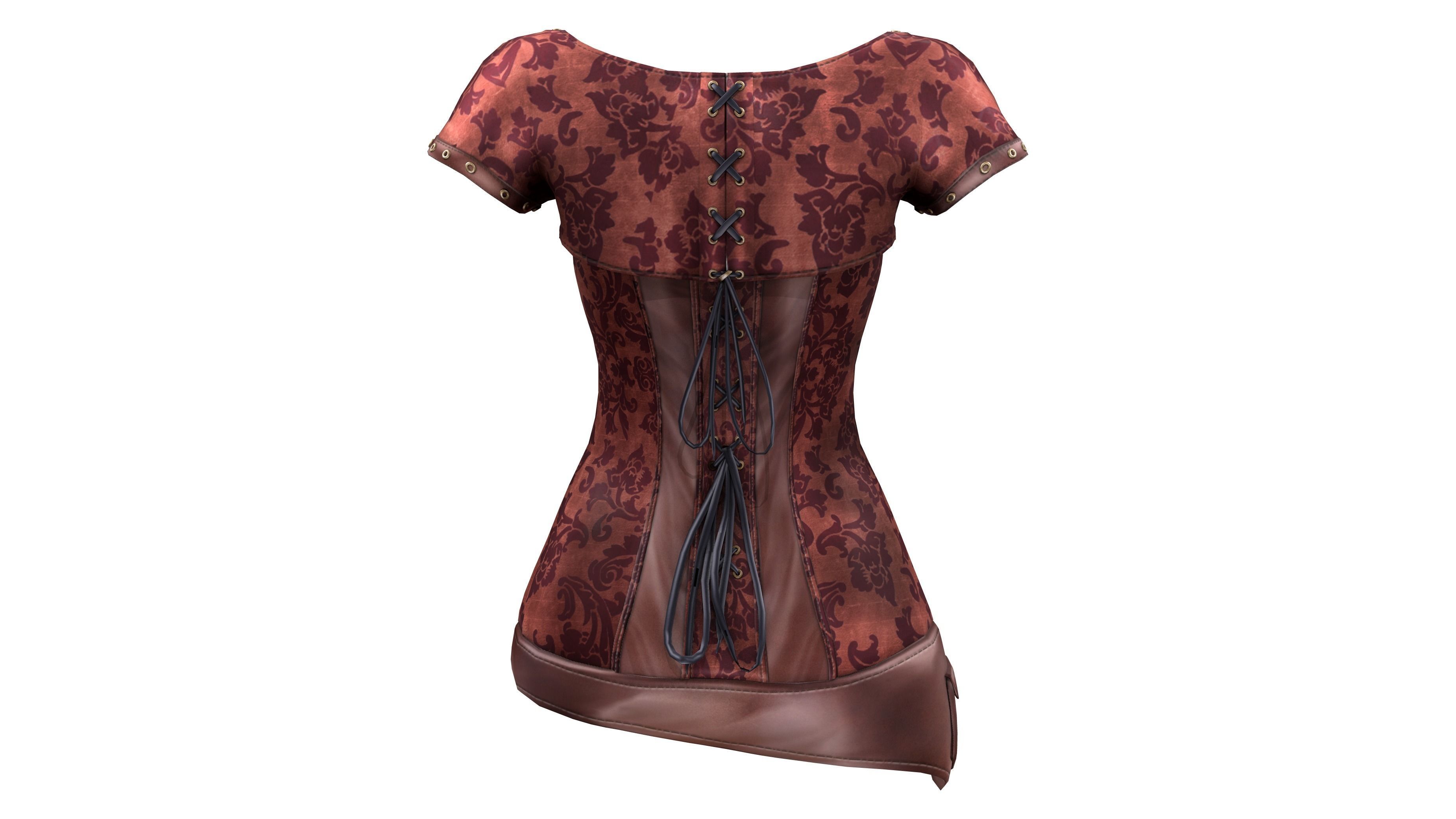 3D model Steampunk Corset With Shrug VR / AR / low-poly | CGTrader