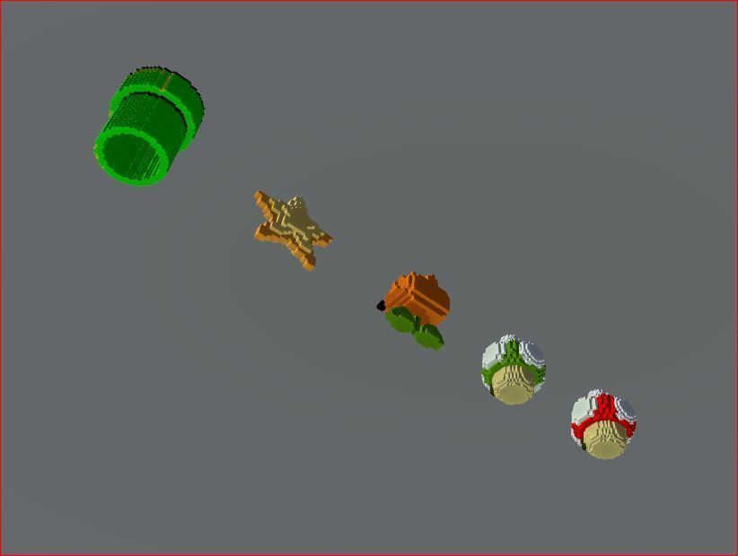 Mario Pixel Power Ups 3D model | CGTrader