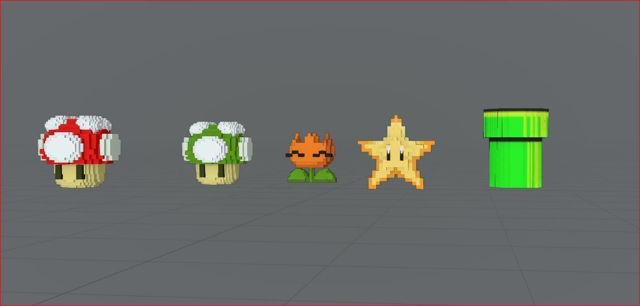 Mario Pixel Power Ups 3D model | CGTrader