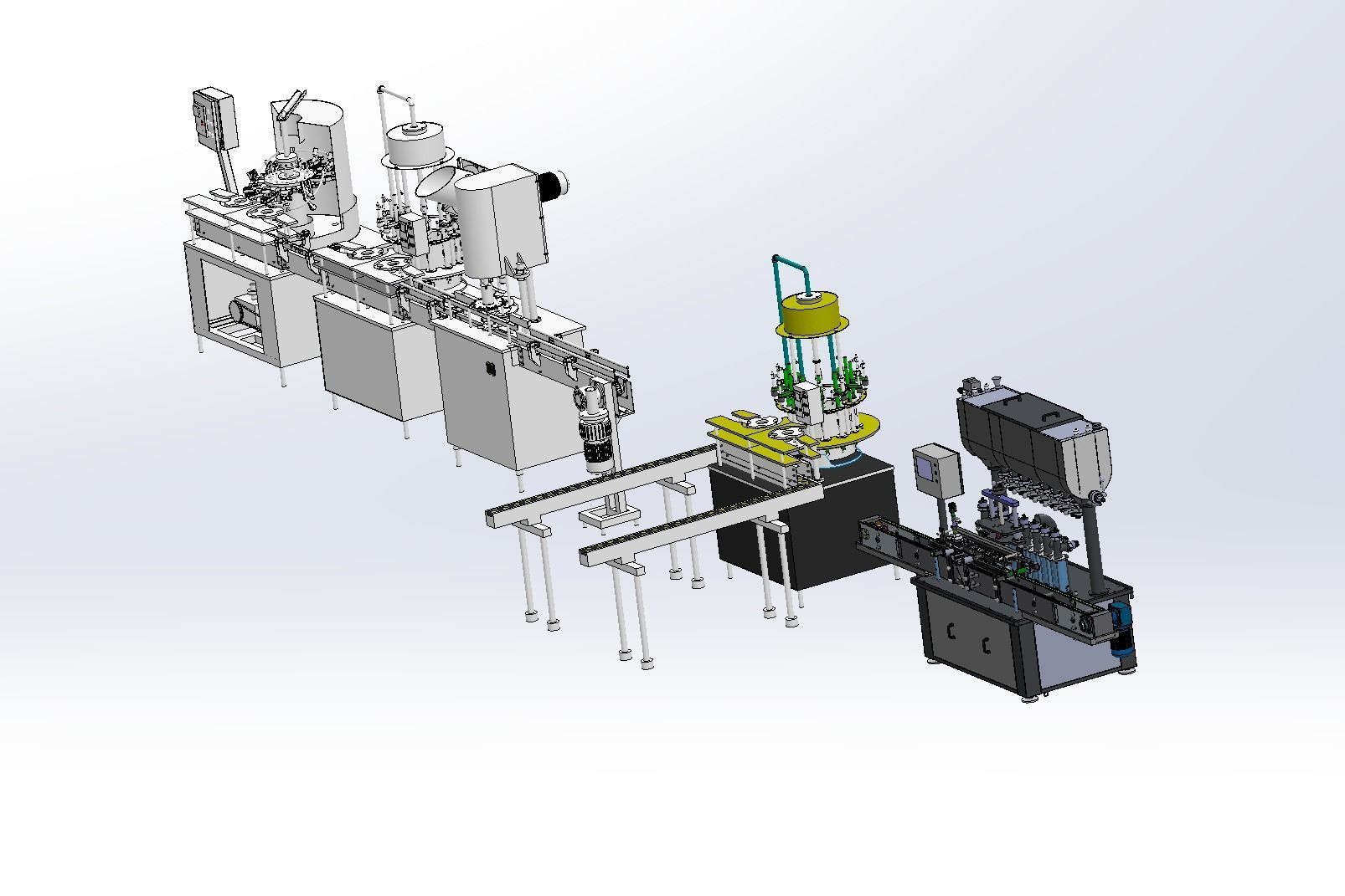 Liquid filling machine assembly line 3D model | CGTrader