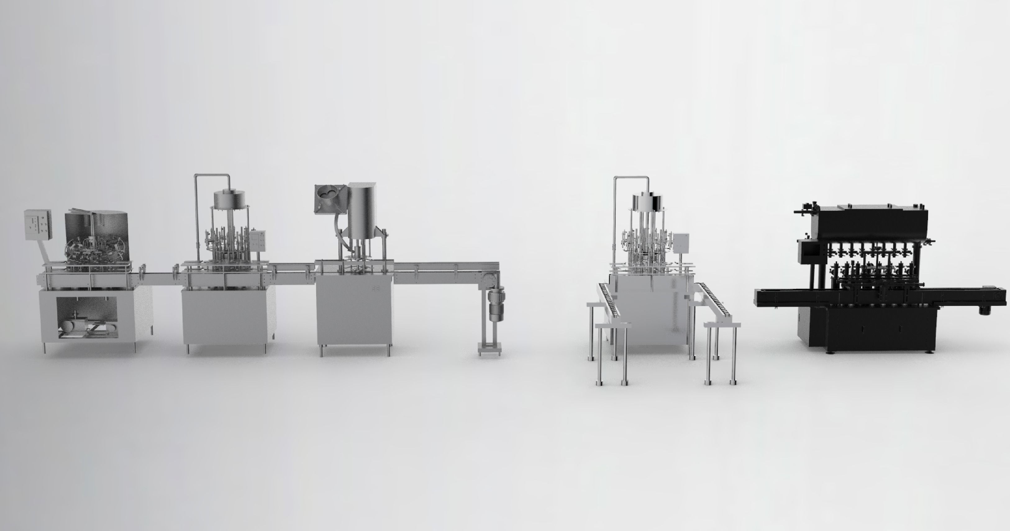 Liquid filling machine assembly line 3D model | CGTrader