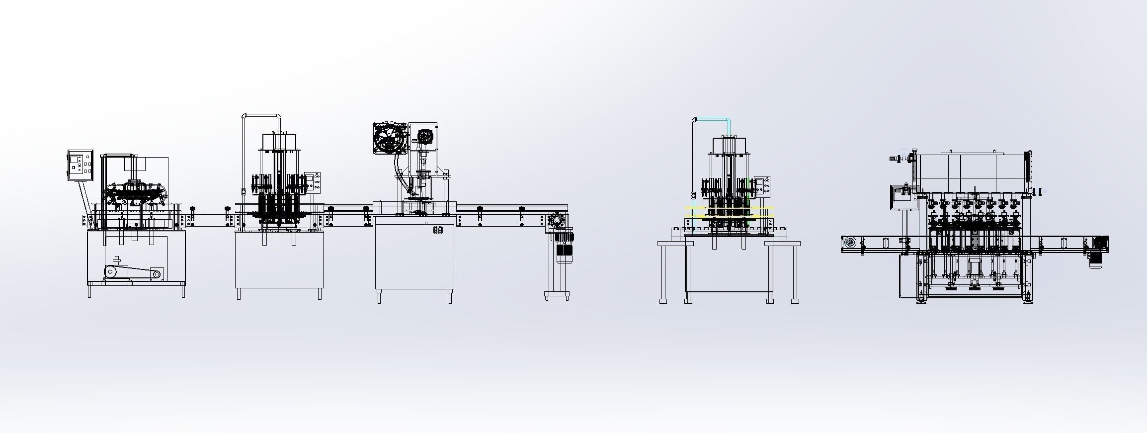 Liquid filling machine assembly line 3D model | CGTrader