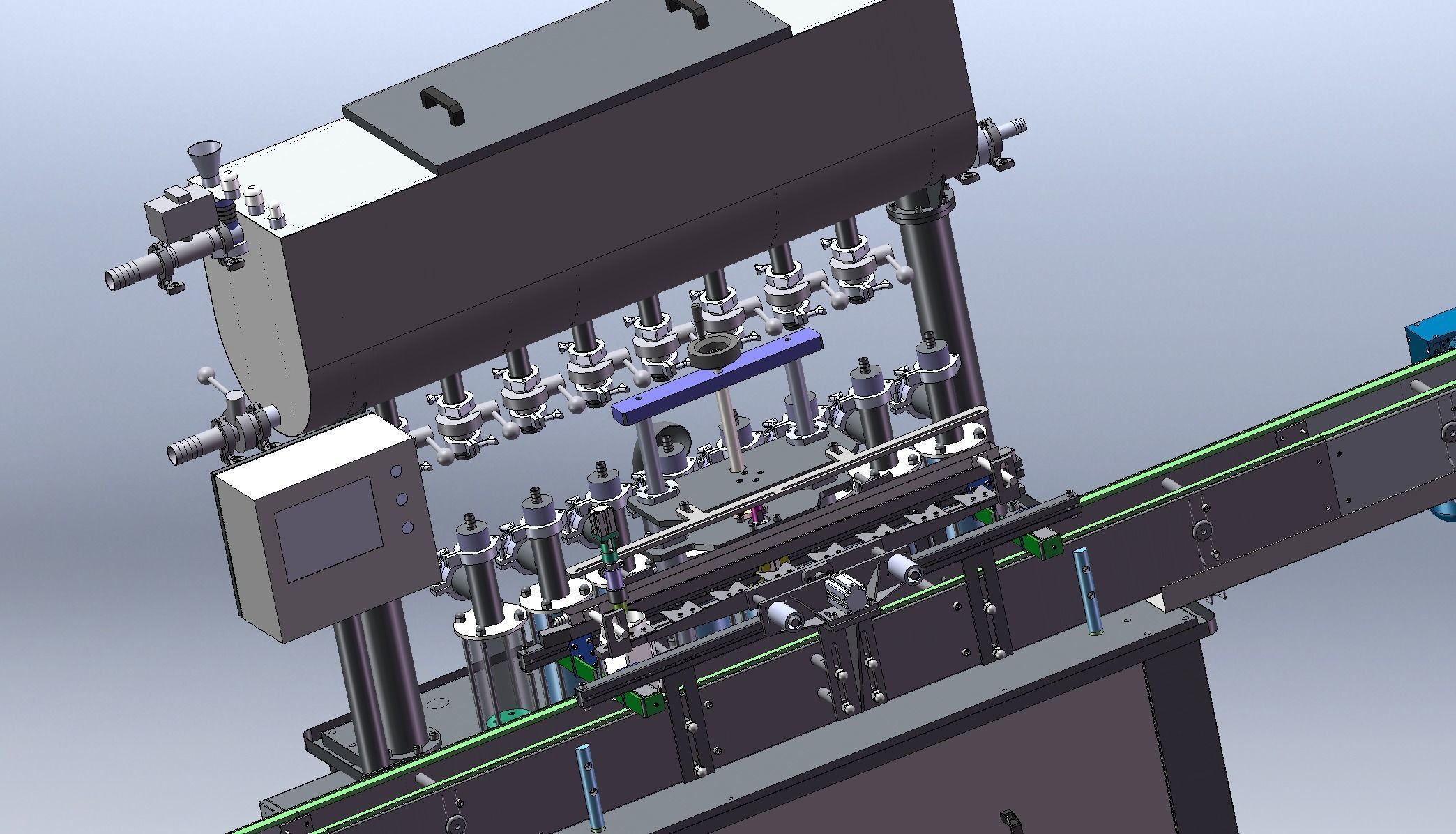 Liquid filling machine assembly line 3D model | CGTrader