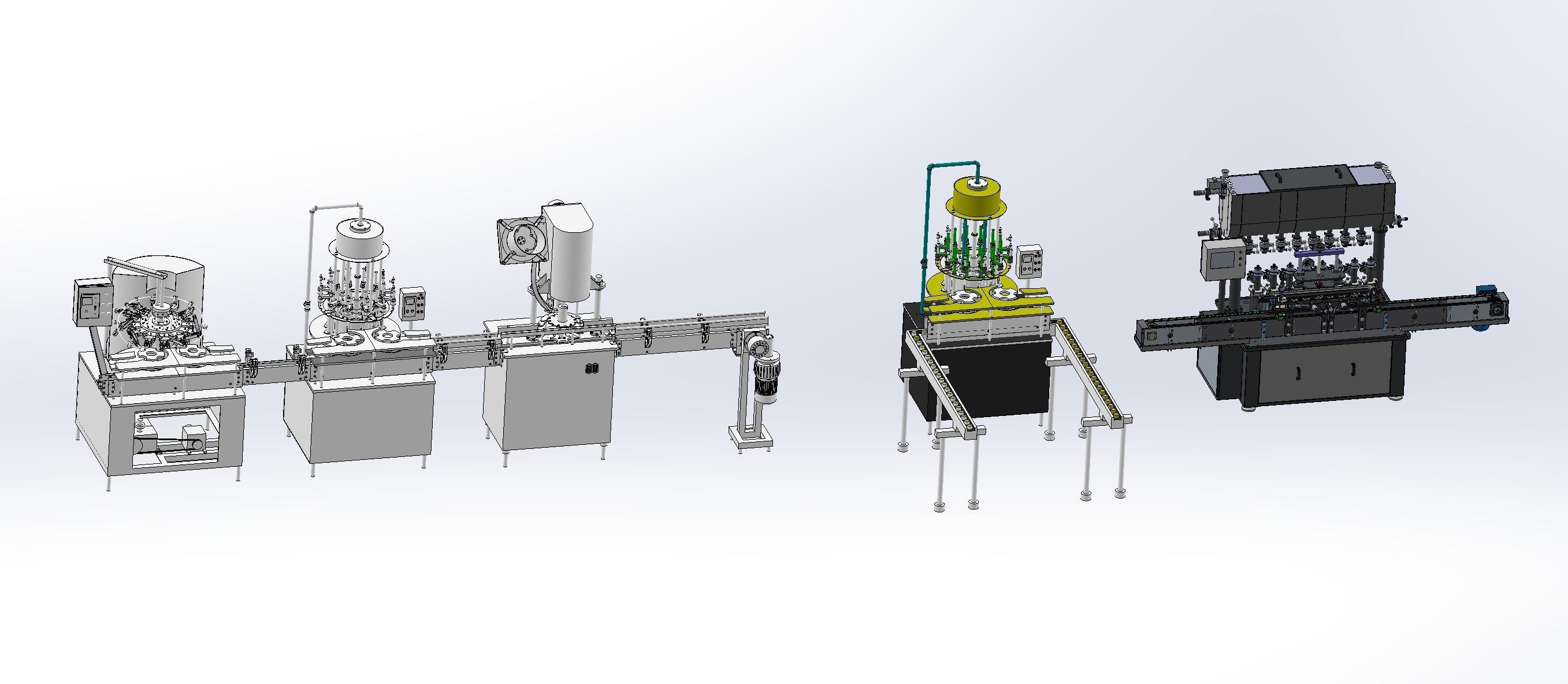 Liquid filling machine assembly line 3D model | CGTrader