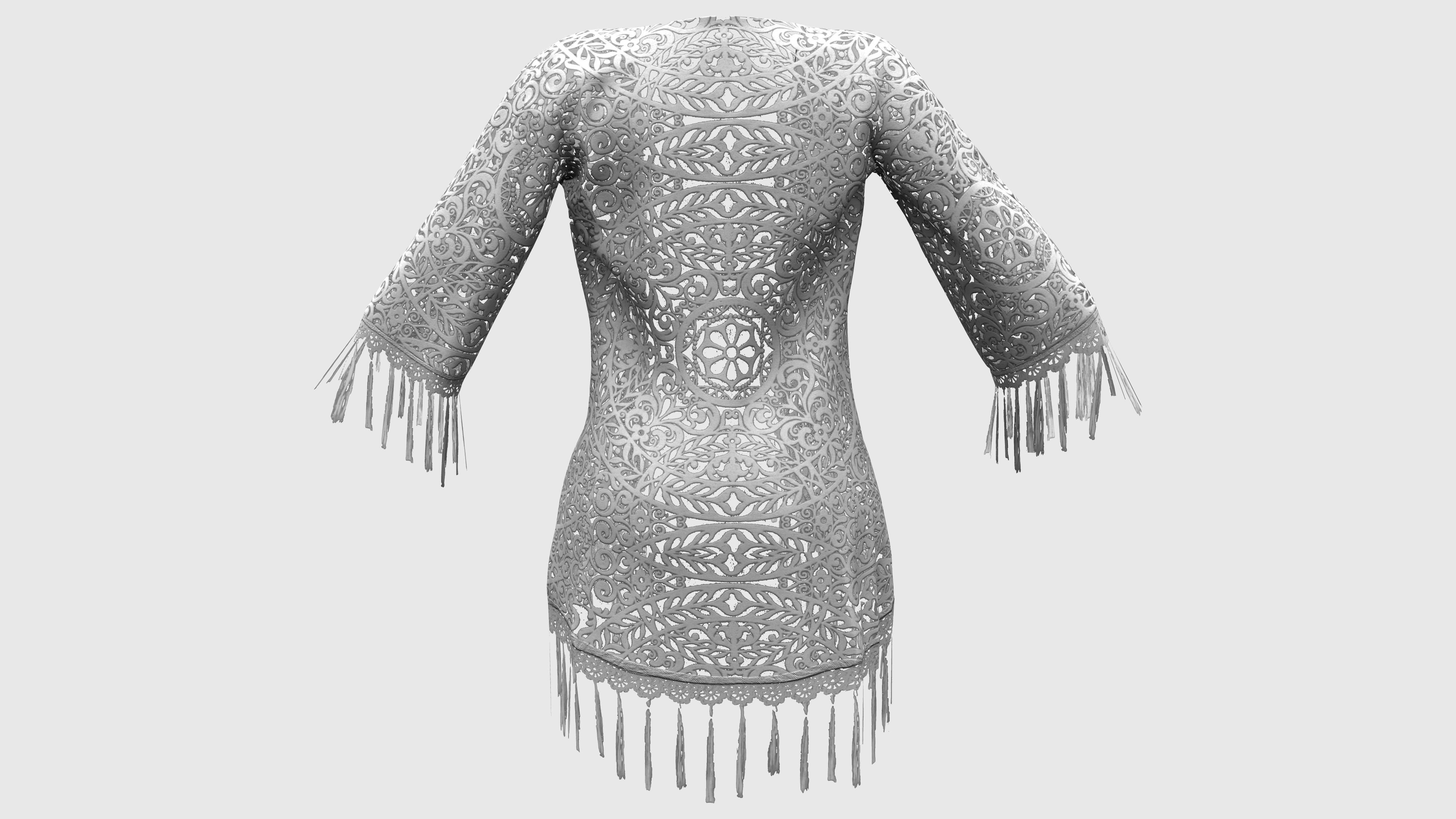 3D model Lace Beach Cover Up With Tassels VR / AR / low-poly | CGTrader