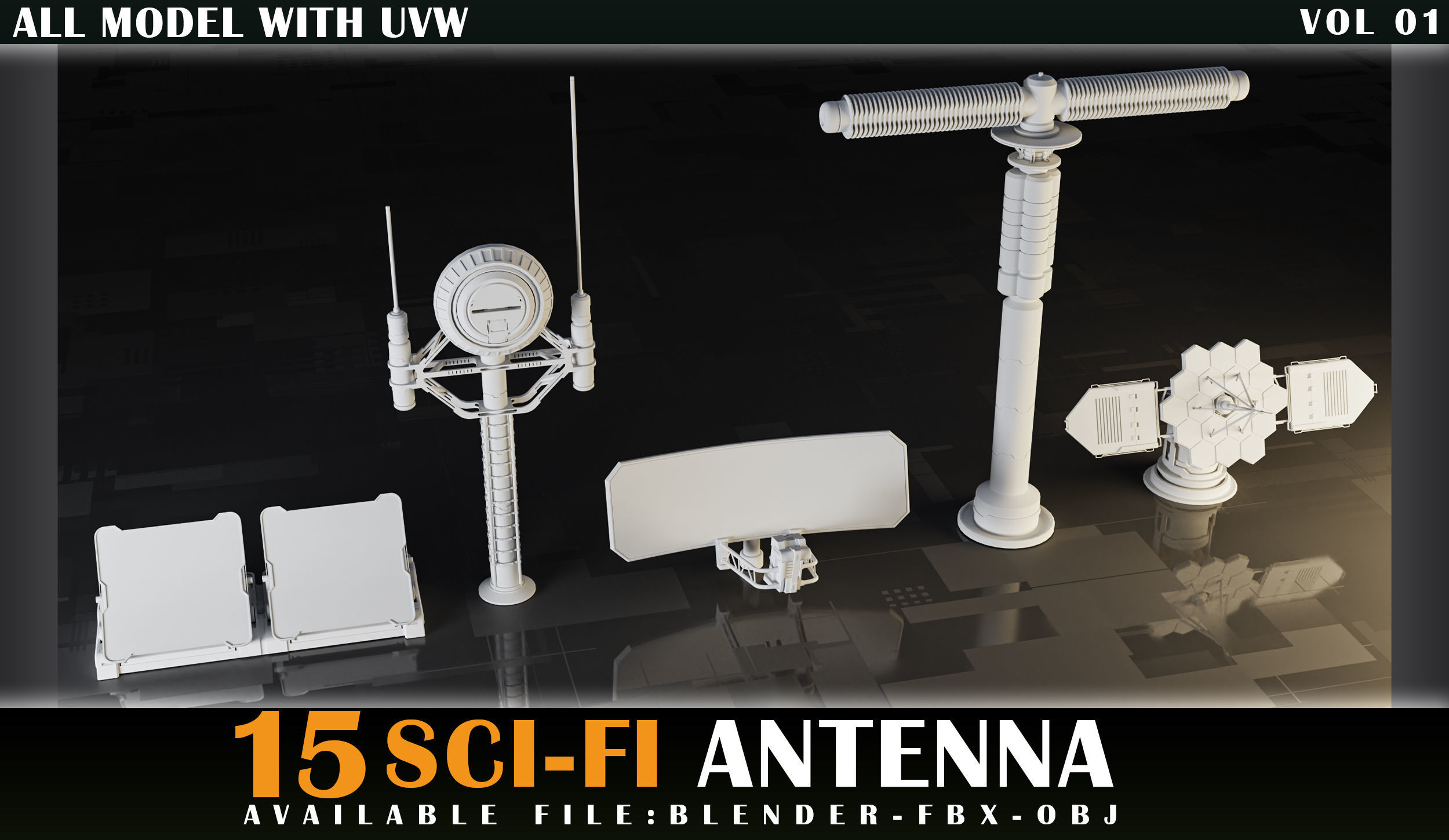 15 SCI-FI ANTENNA VOL 01 3D model | CGTrader