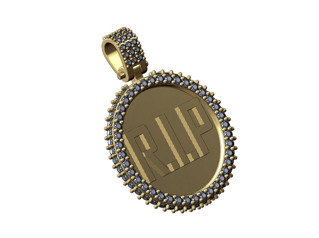 Iced RIP memory diamond pendant with bail 3D model 3D printable | CGTrader