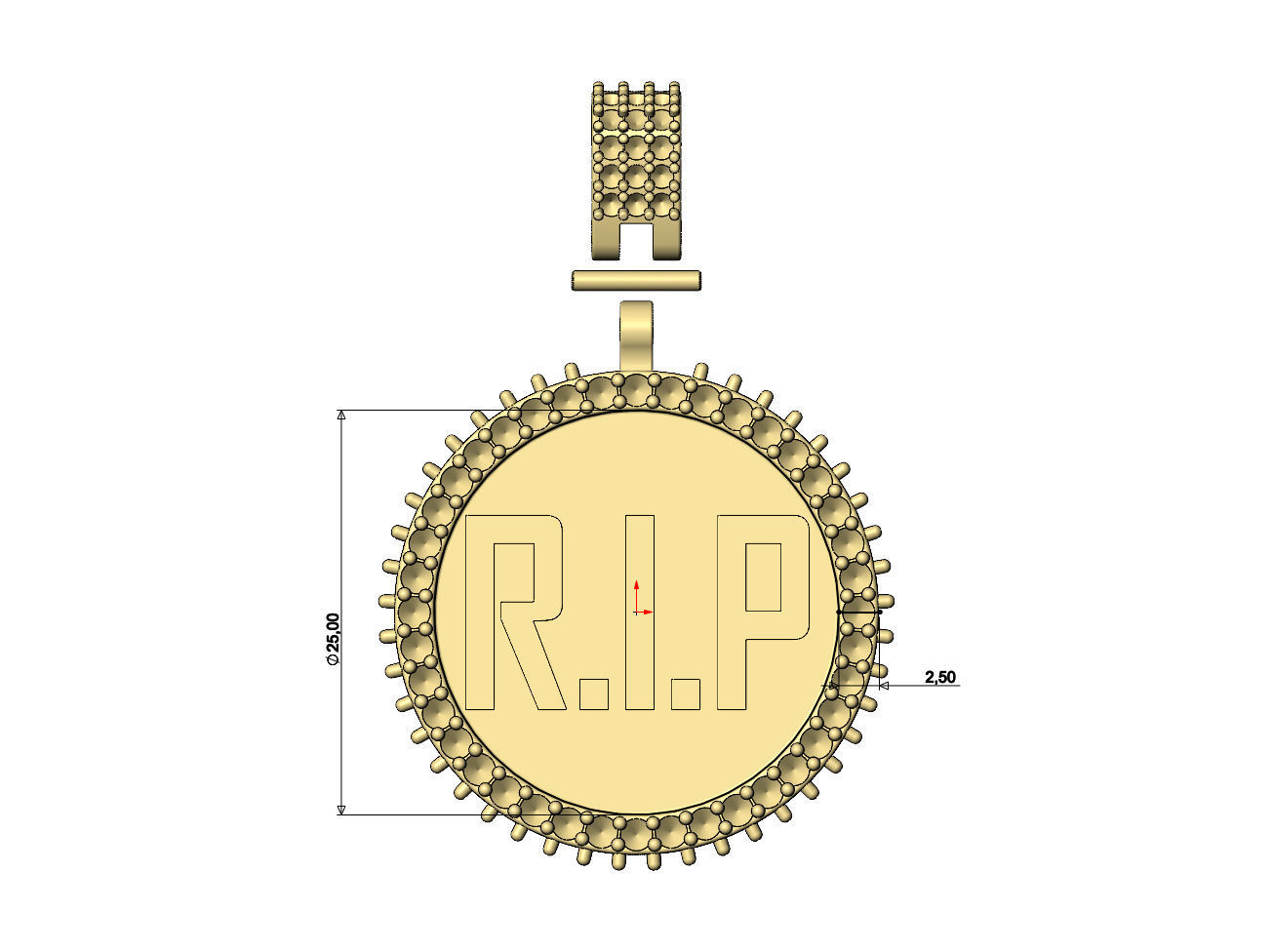 Iced RIP memory diamond pendant with bail 3D model 3D printable | CGTrader