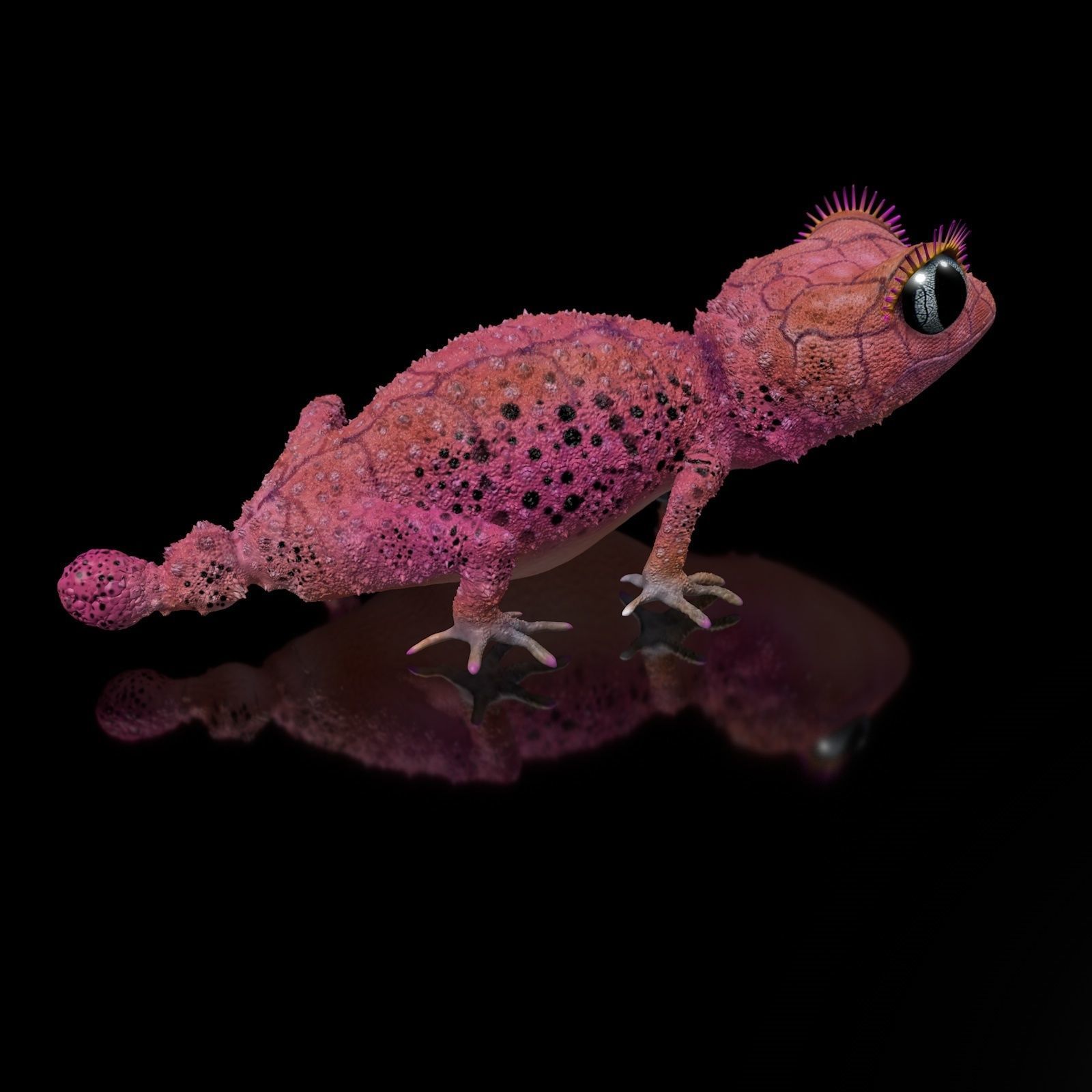 Nephriri Pink Gecko lady High-polygon 3D model full-size texture 3D ...