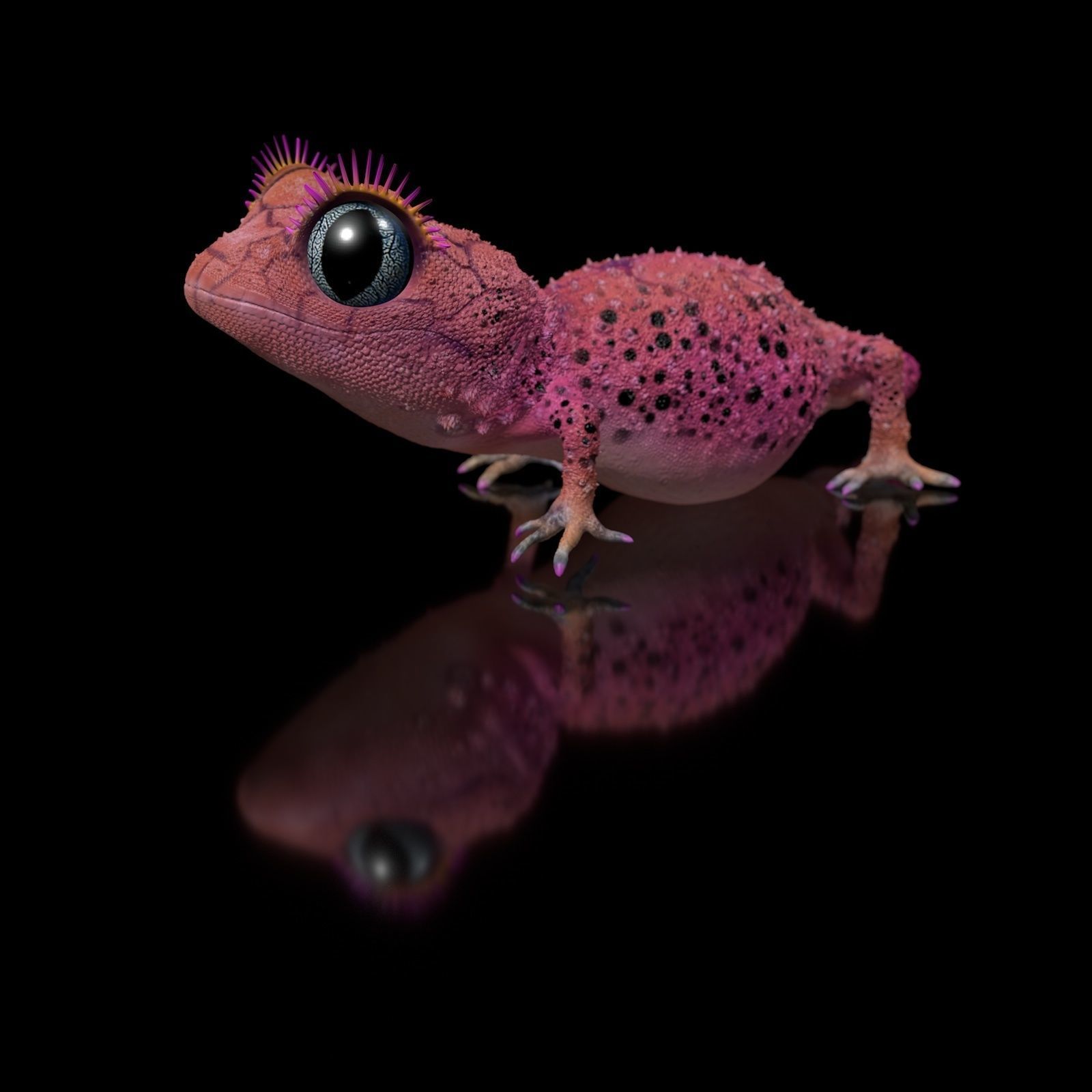 Nephriri Pink Gecko lady High-polygon 3D model full-size texture 3D model | CGTrader