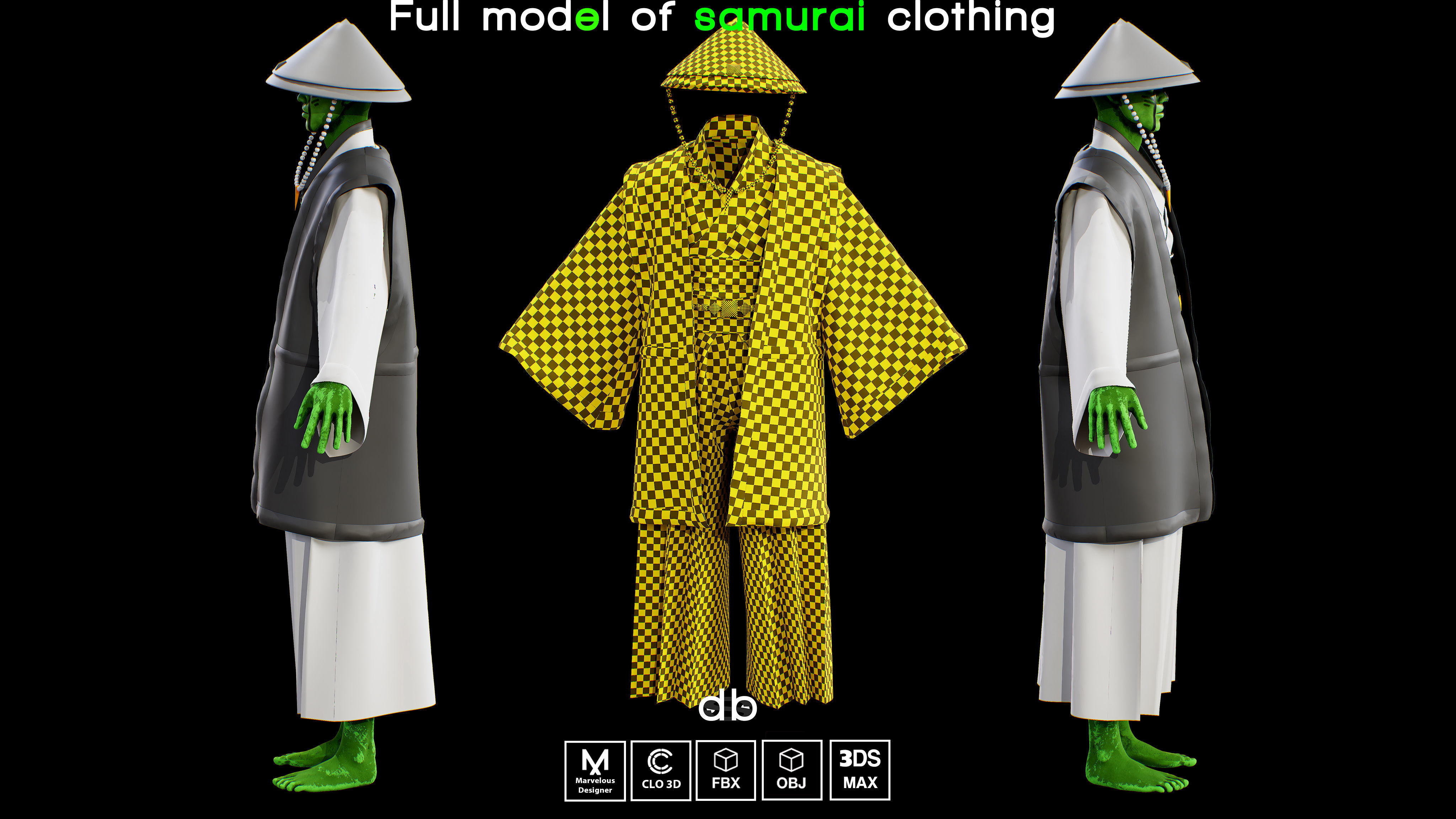 3D model Full model of samurai clothing VR / AR / low-poly | CGTrader