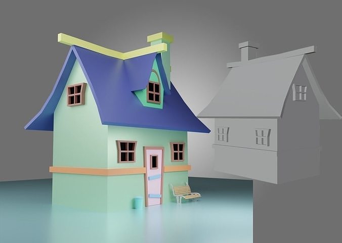 3D model Cartoon House Exterior Low poly 3D model VR / AR / low-poly ...