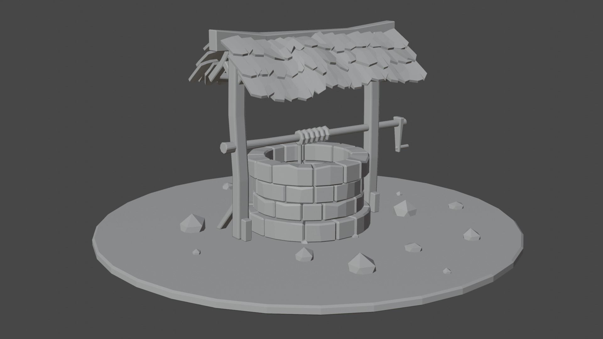 3D model Low Poly Well Model water with roof VR / AR / low-poly | CGTrader