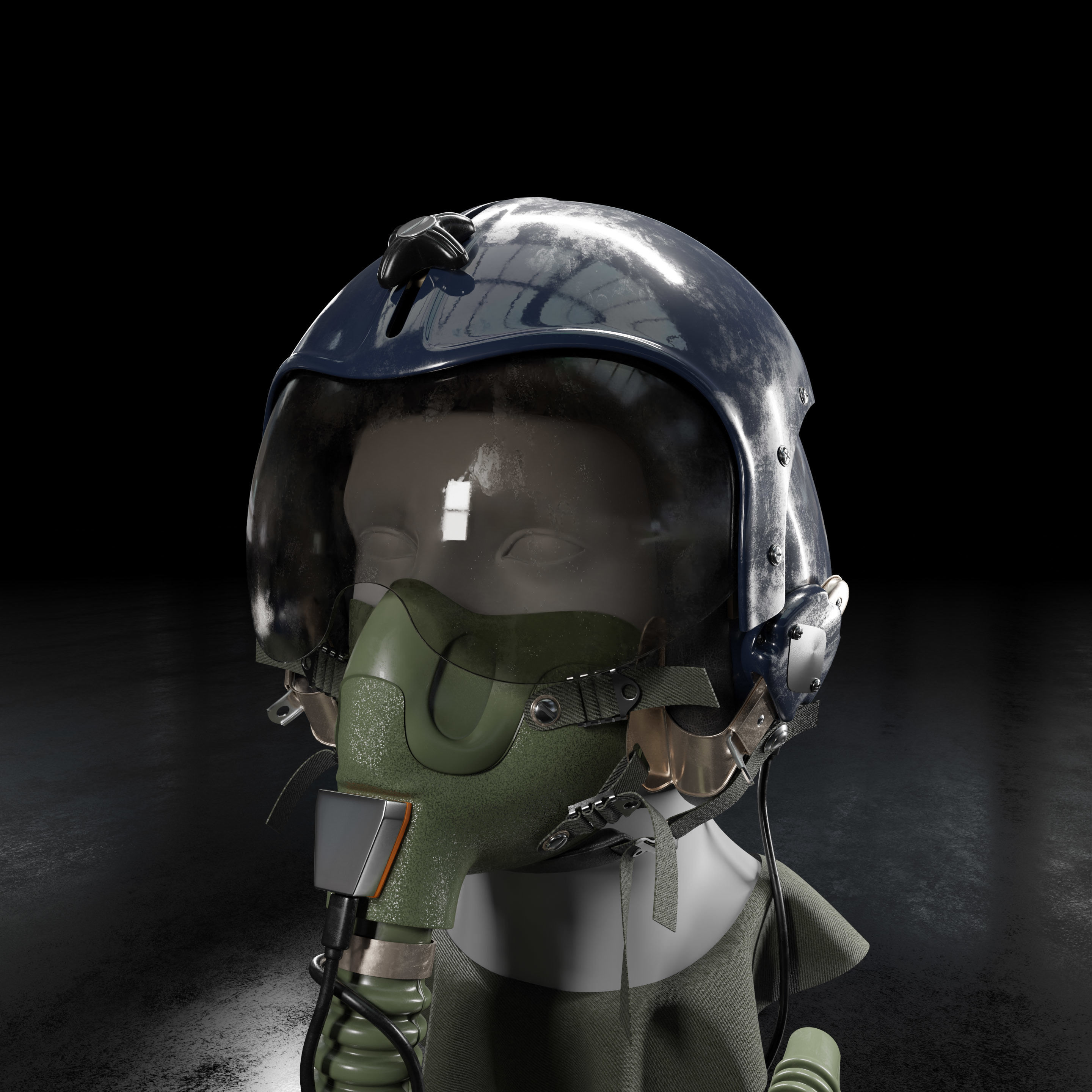 High Quality HGU-33 Fighter Pilot Helmet with MBU-12 Oxygen Mask 3D ...