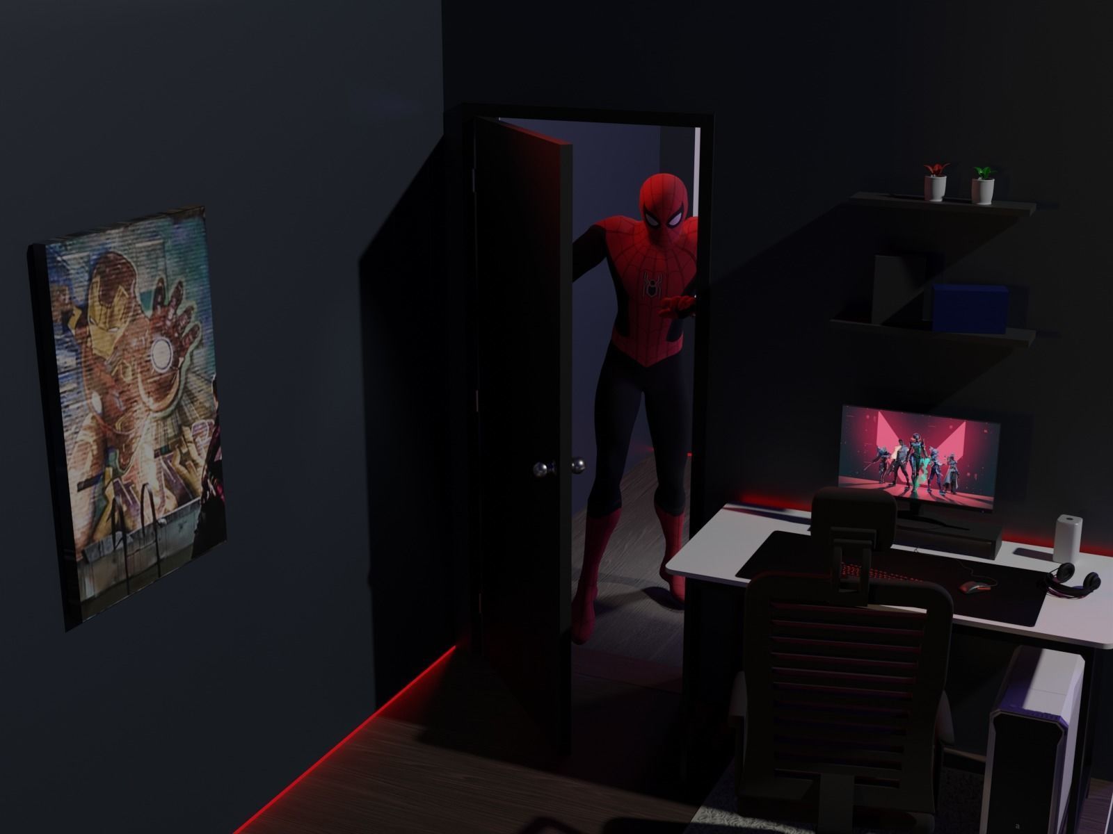 Spiderman and his bedroom 3D model rigged | CGTrader