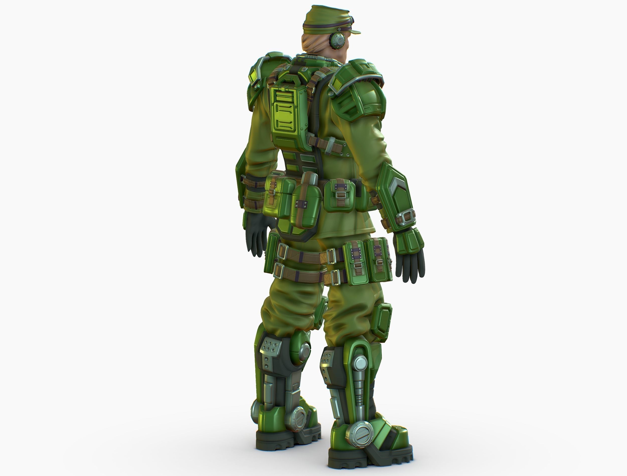 3D model High Poly Man Military Heavy Armor Future VR / AR / low-poly ...