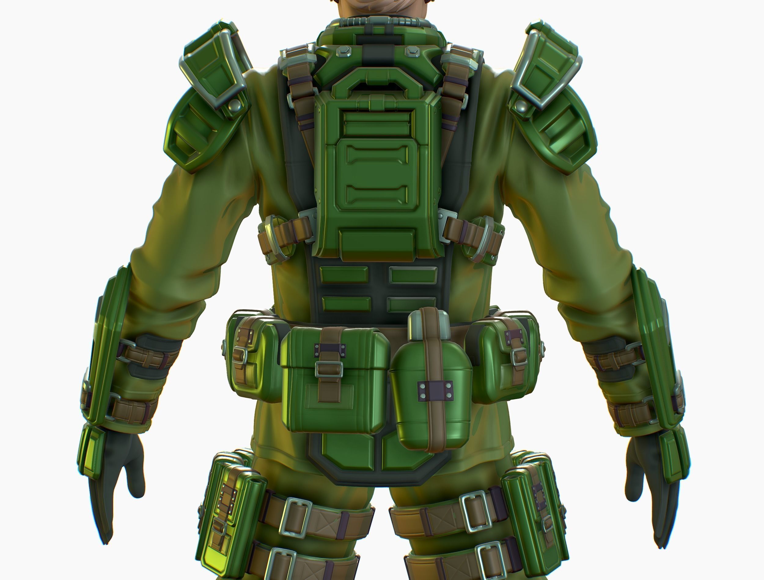 3D model High Poly Man Military Heavy Armor Future VR / AR / low-poly ...