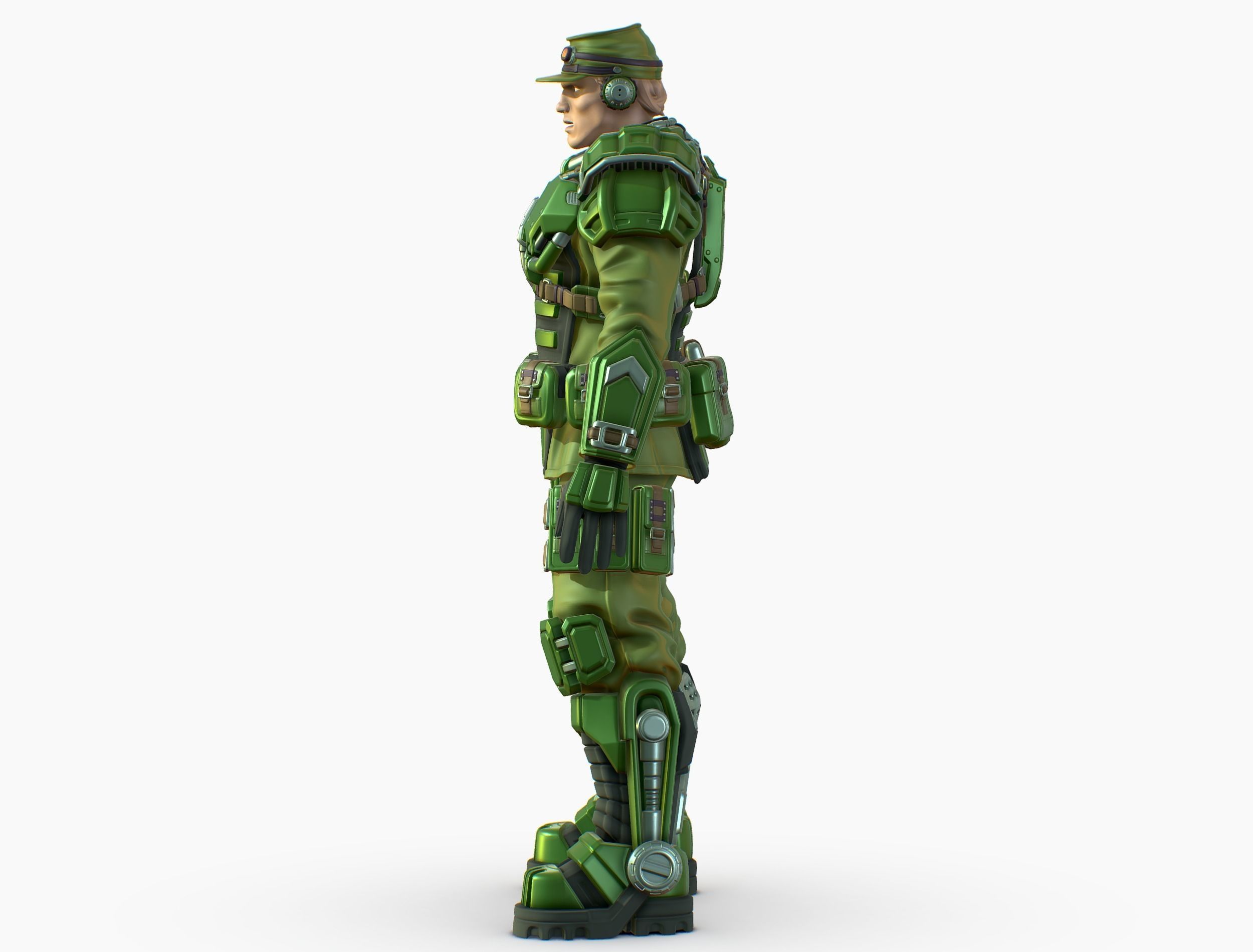 3D model High Poly Man Military Heavy Armor Future VR / AR / low-poly ...