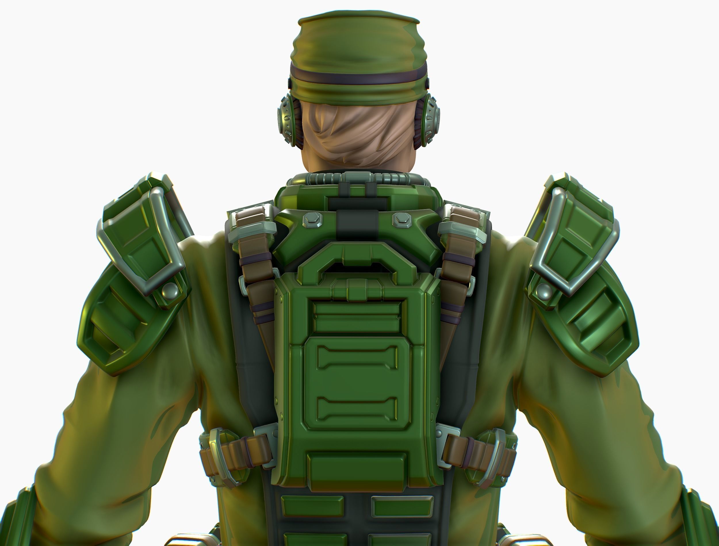 3D model High Poly Man Military Heavy Armor Future VR / AR / low-poly ...