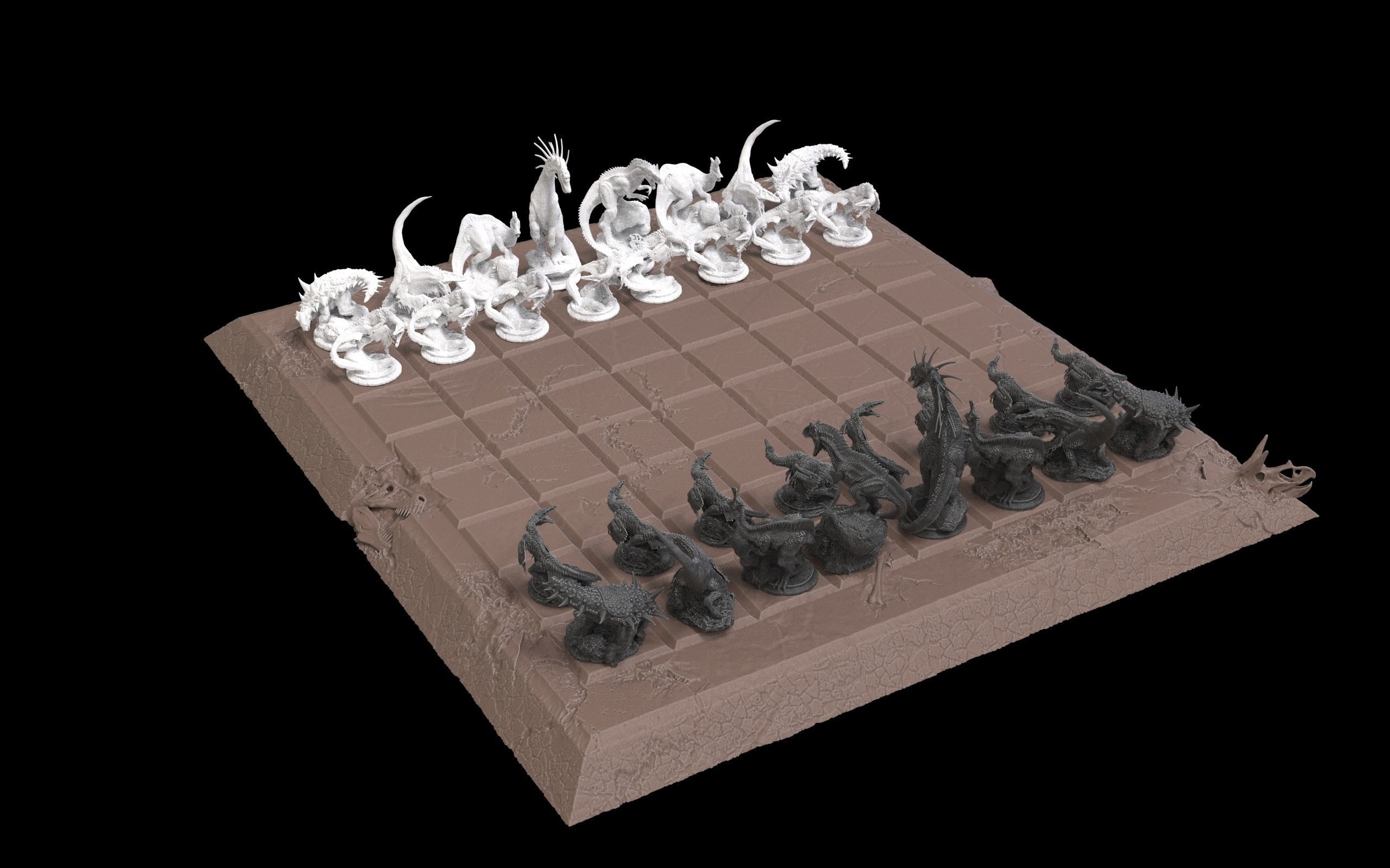 Dino Chess Board 3D model 3D printable | CGTrader