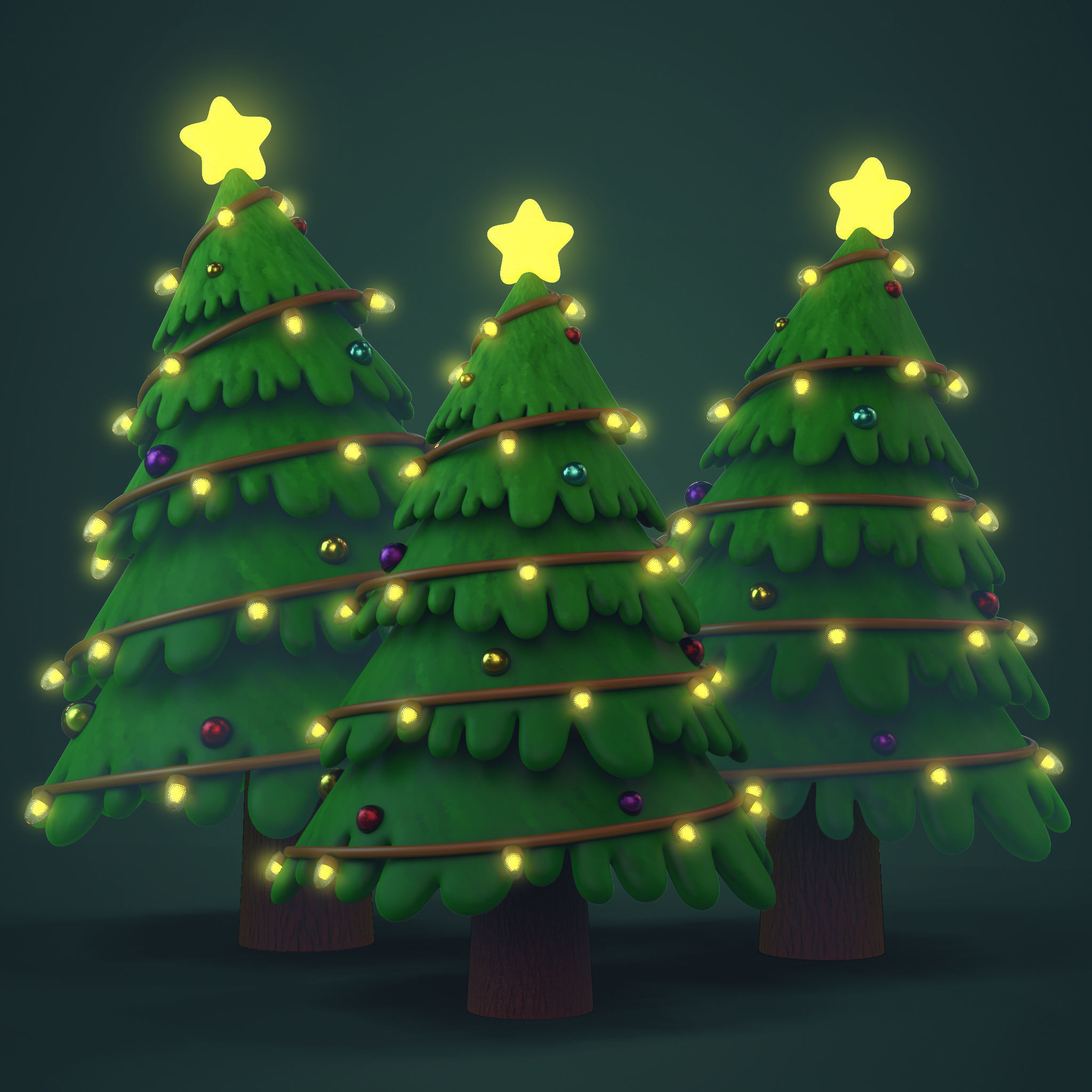 3D model Cartoon Christmas Tree VR / AR / low-poly | CGTrader