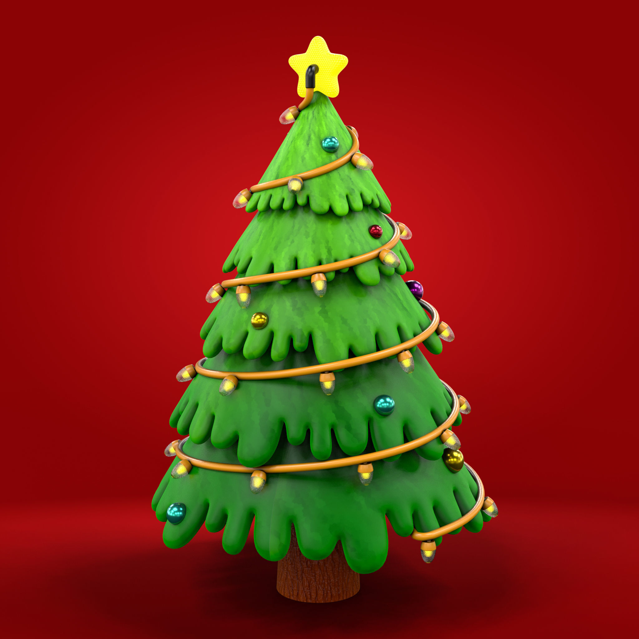 3D model Cartoon Christmas Tree VR / AR / low-poly | CGTrader