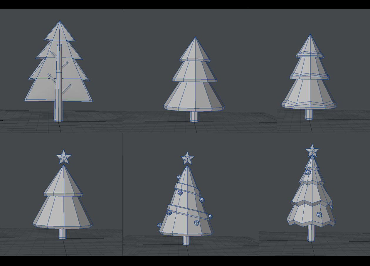 3D model Set of low poly Christmas Tree set A Low-poly 3D model VR / AR ...