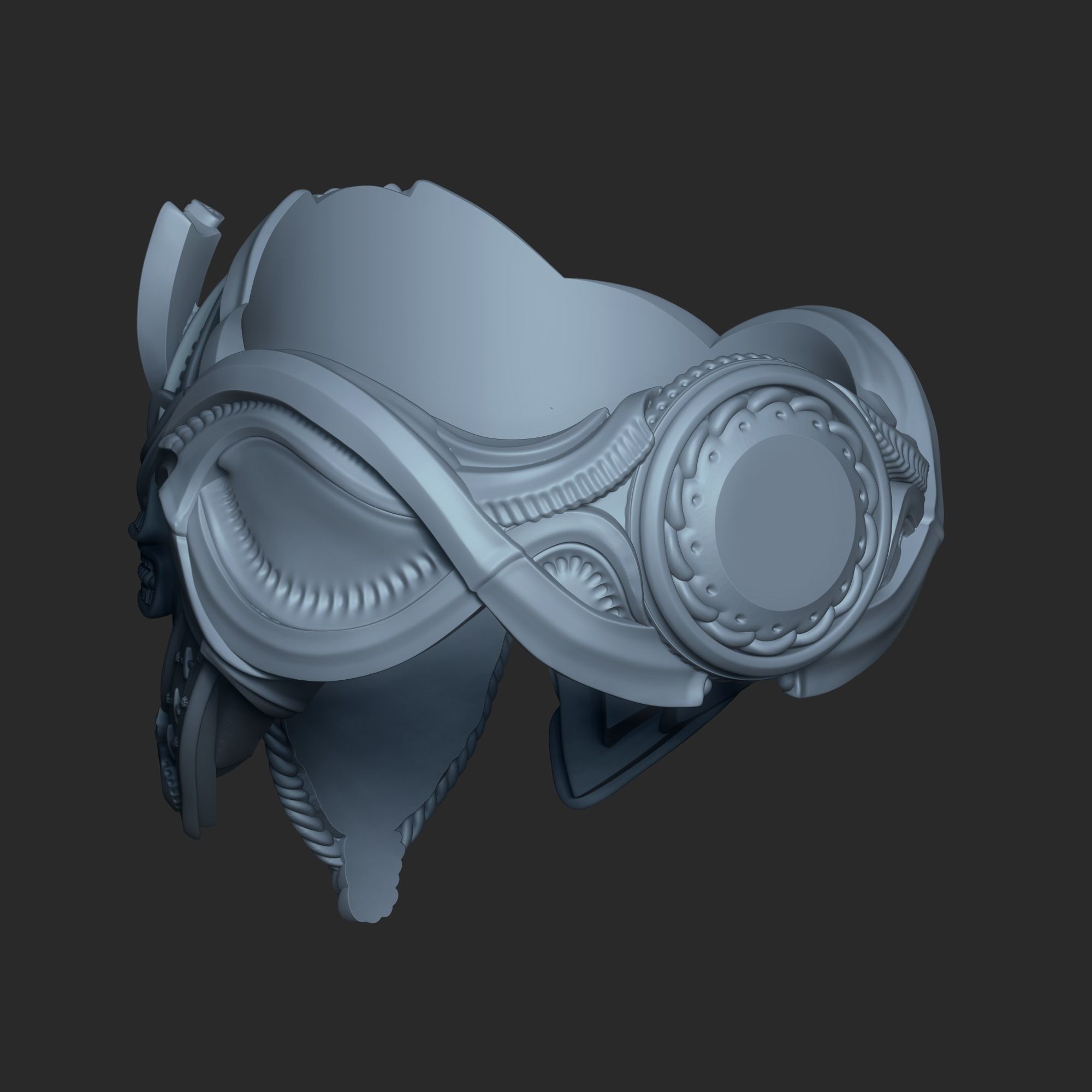 Space Samurai Biomechanical ring 3D model 3D printable | CGTrader