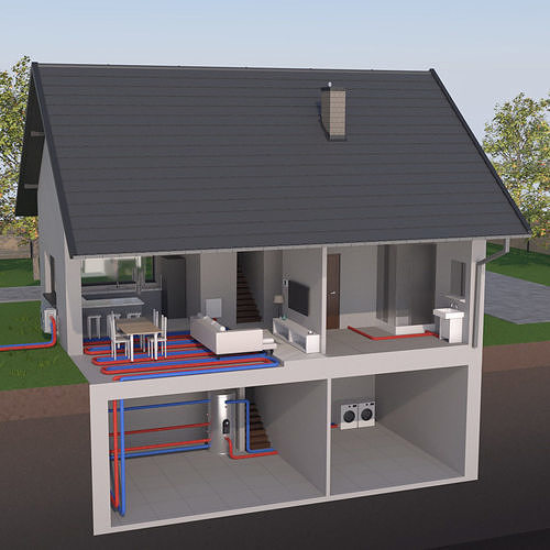 Heat Pump System 3D model | CGTrader