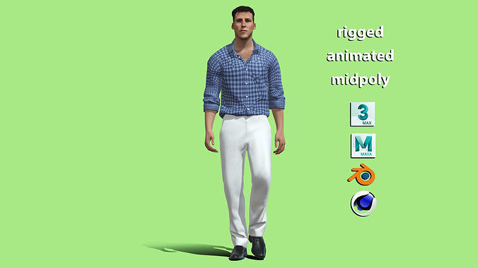 Rigged casual man walking 3D model animated rigged | CGTrader