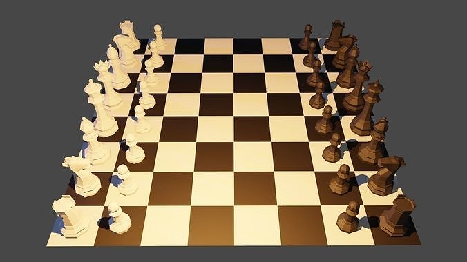 3D model 3D Chess board and the full parts - FBX VR / AR / low-poly ...