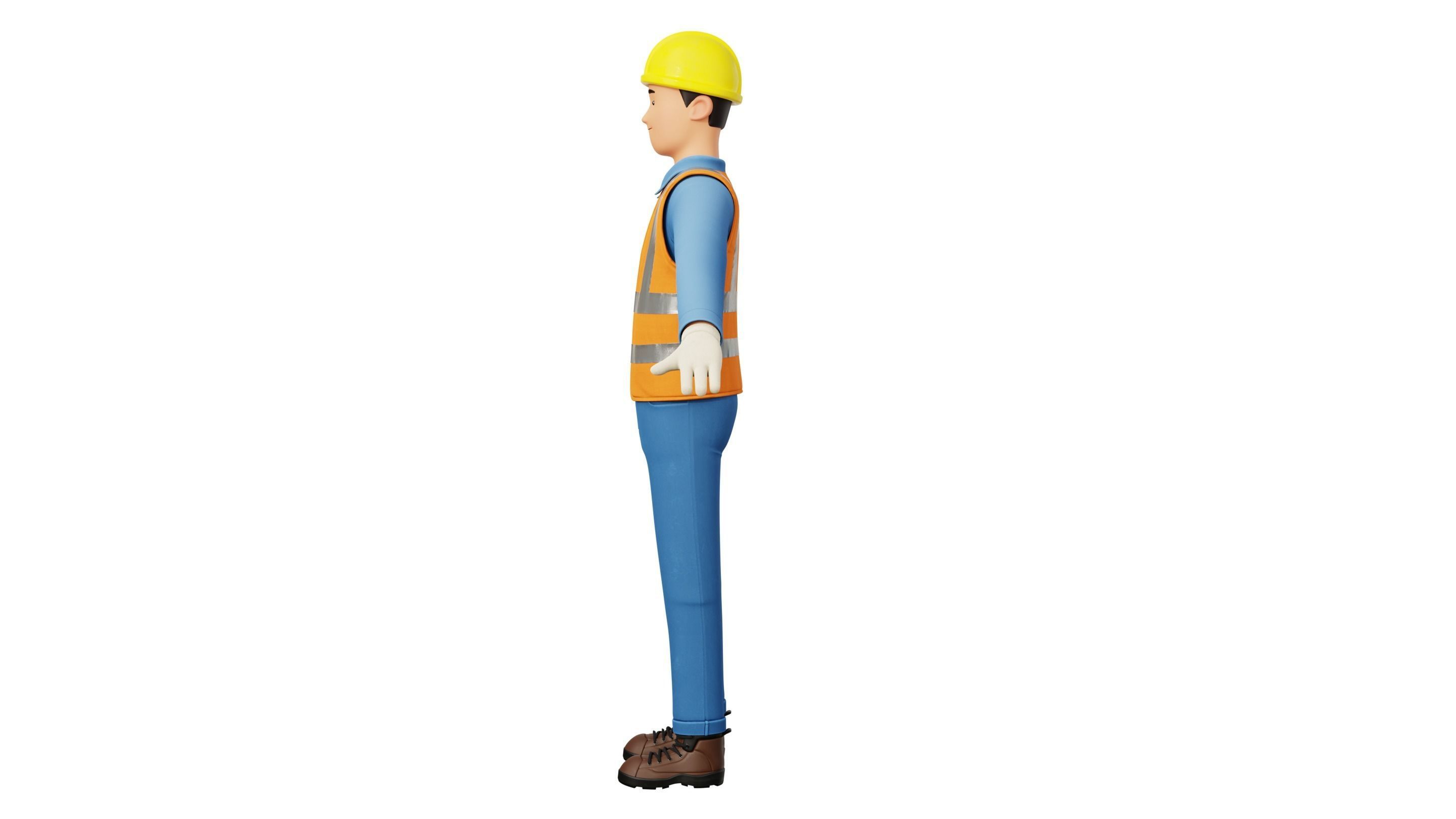 3D model Male Cartoon Worker Builder Character Illustration VR / AR ...