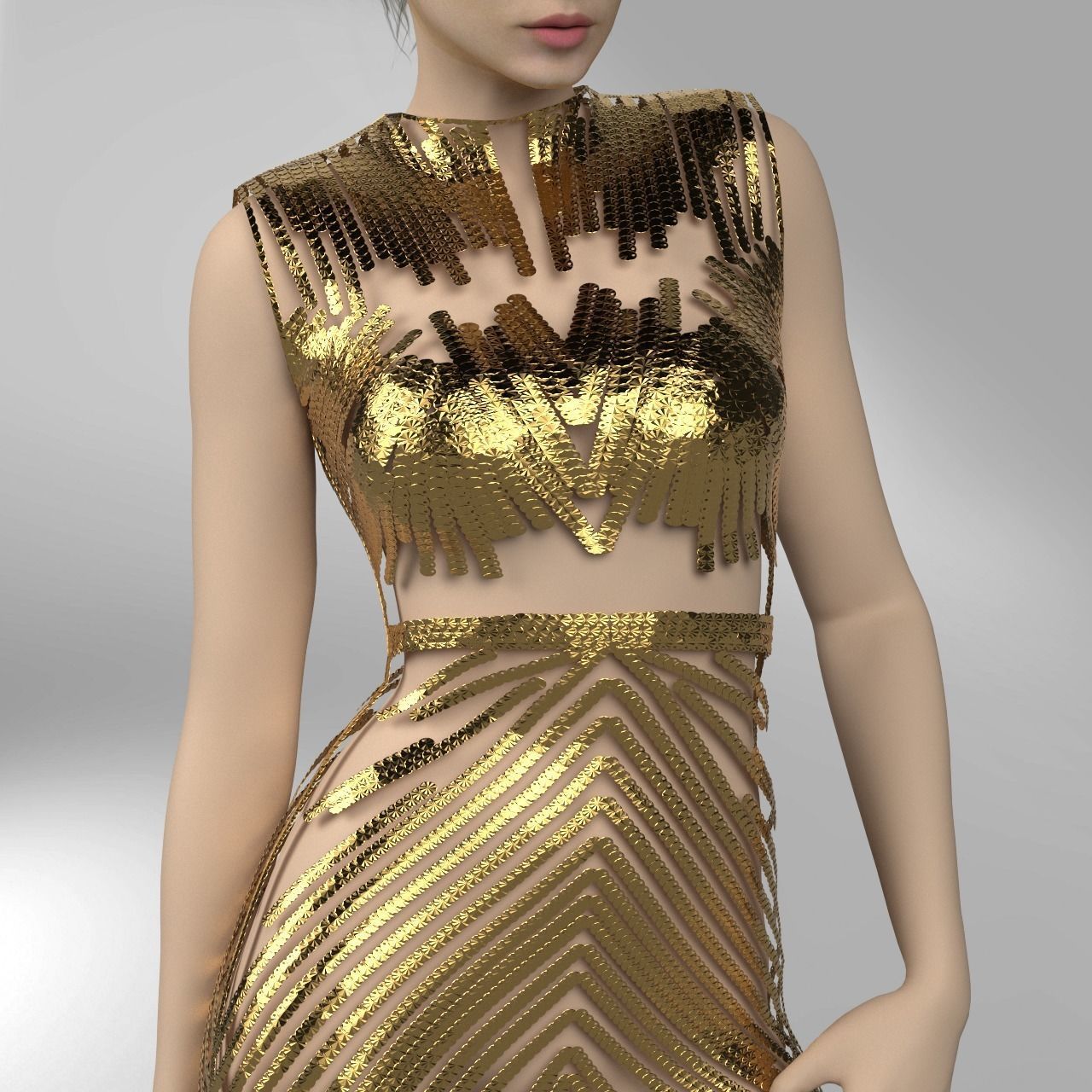 elegant gold dress 3D model 3D printable | CGTrader