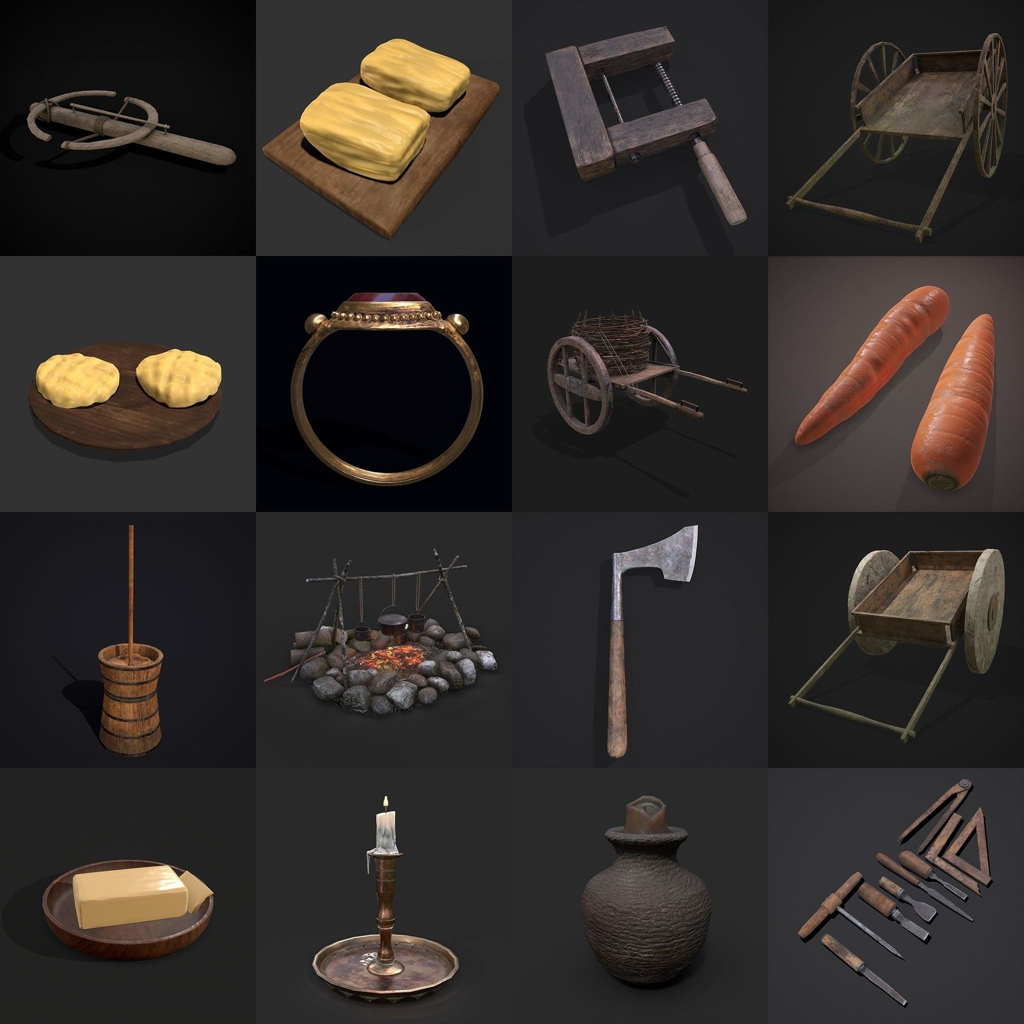 3D Model Collection 750 Medieval Props Pack VR / AR / low-poly | CGTrader