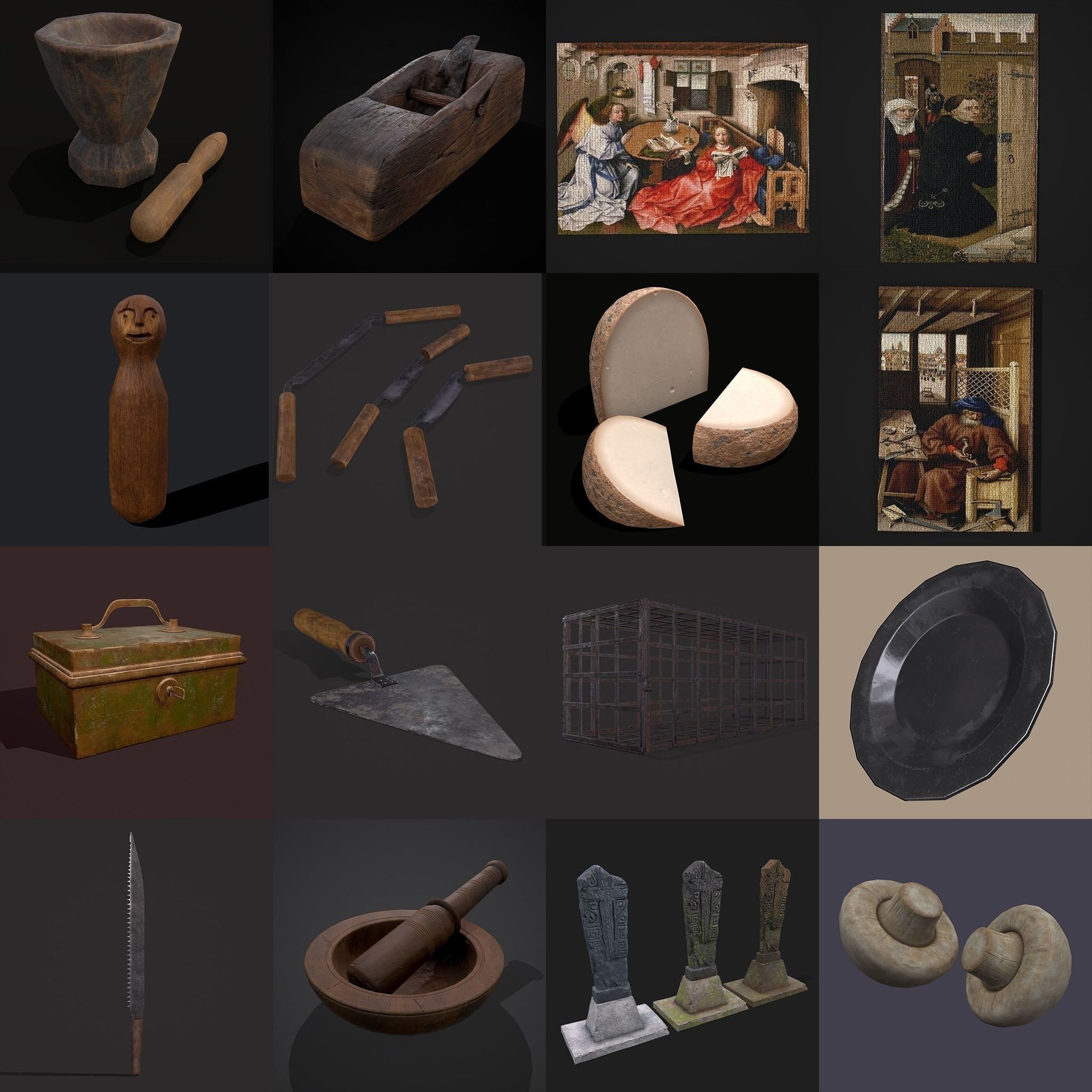 3D Model Collection 750 Medieval Props Pack VR / AR / low-poly | CGTrader