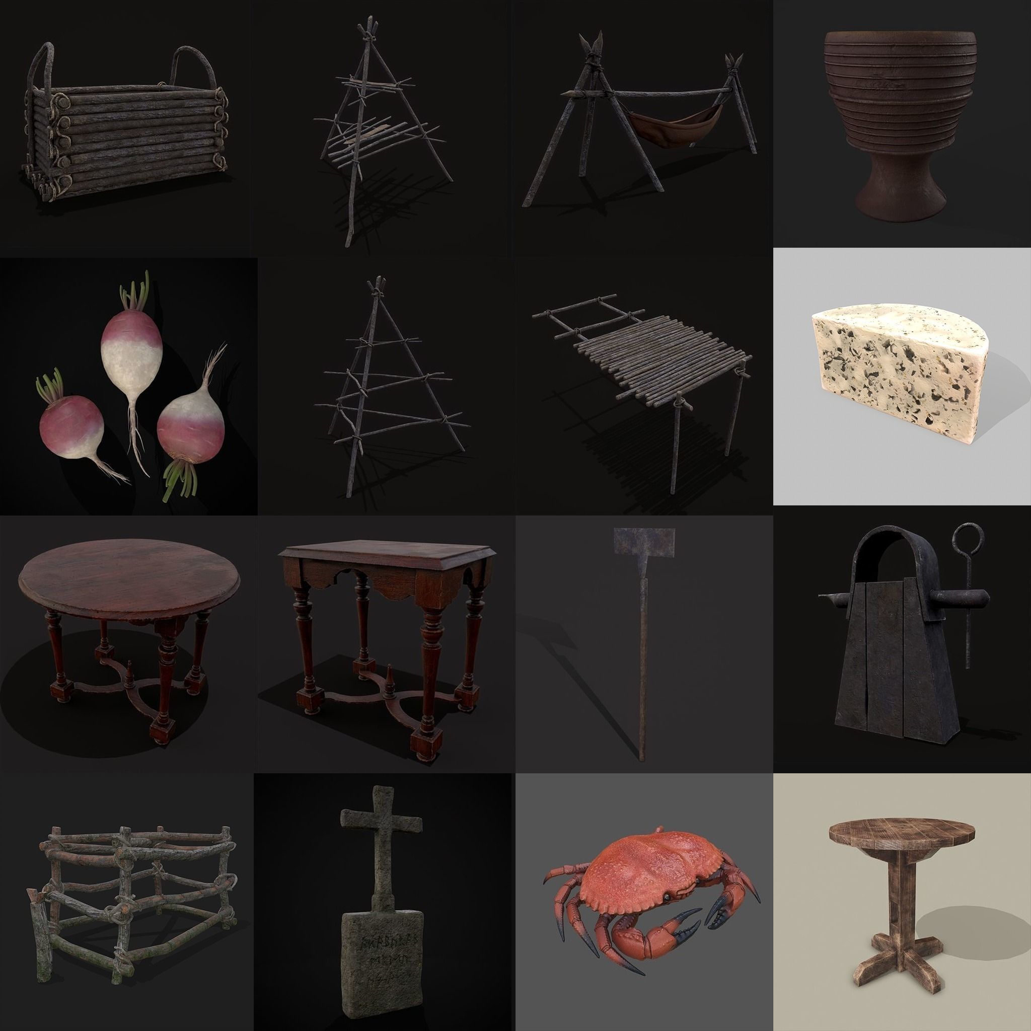 3D Model Collection 750 Medieval Props Pack VR / AR / low-poly | CGTrader