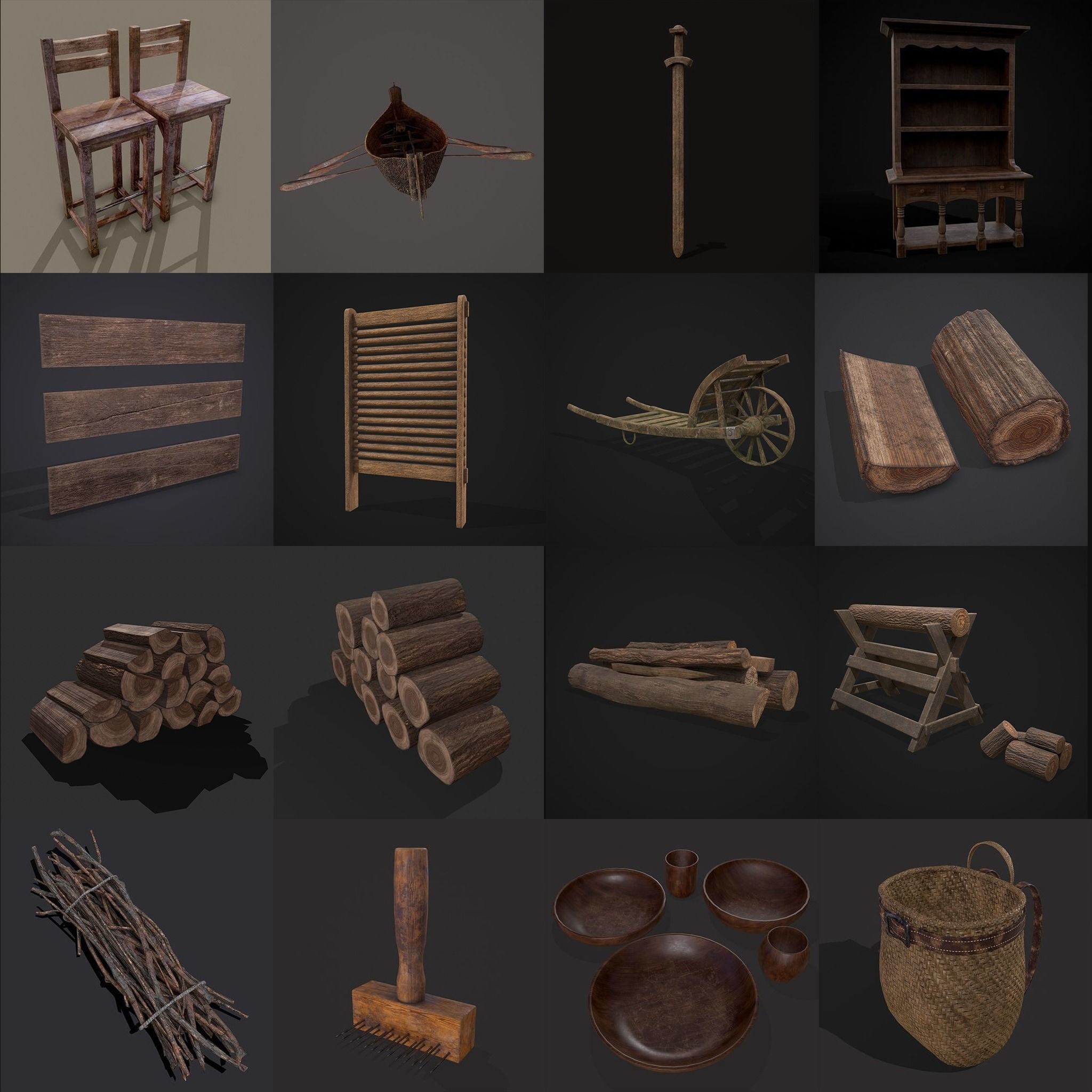 3D Model Collection 750 Medieval Props Pack VR / AR / low-poly | CGTrader