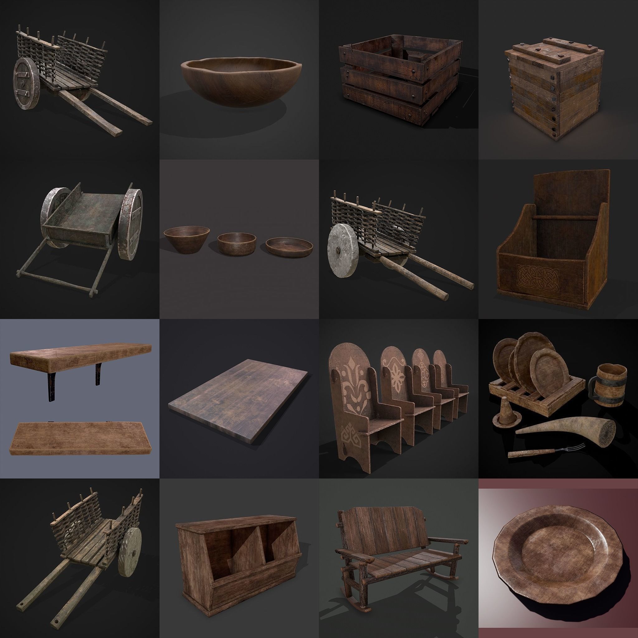 3D Model Collection 750 Medieval Props Pack VR / AR / low-poly | CGTrader